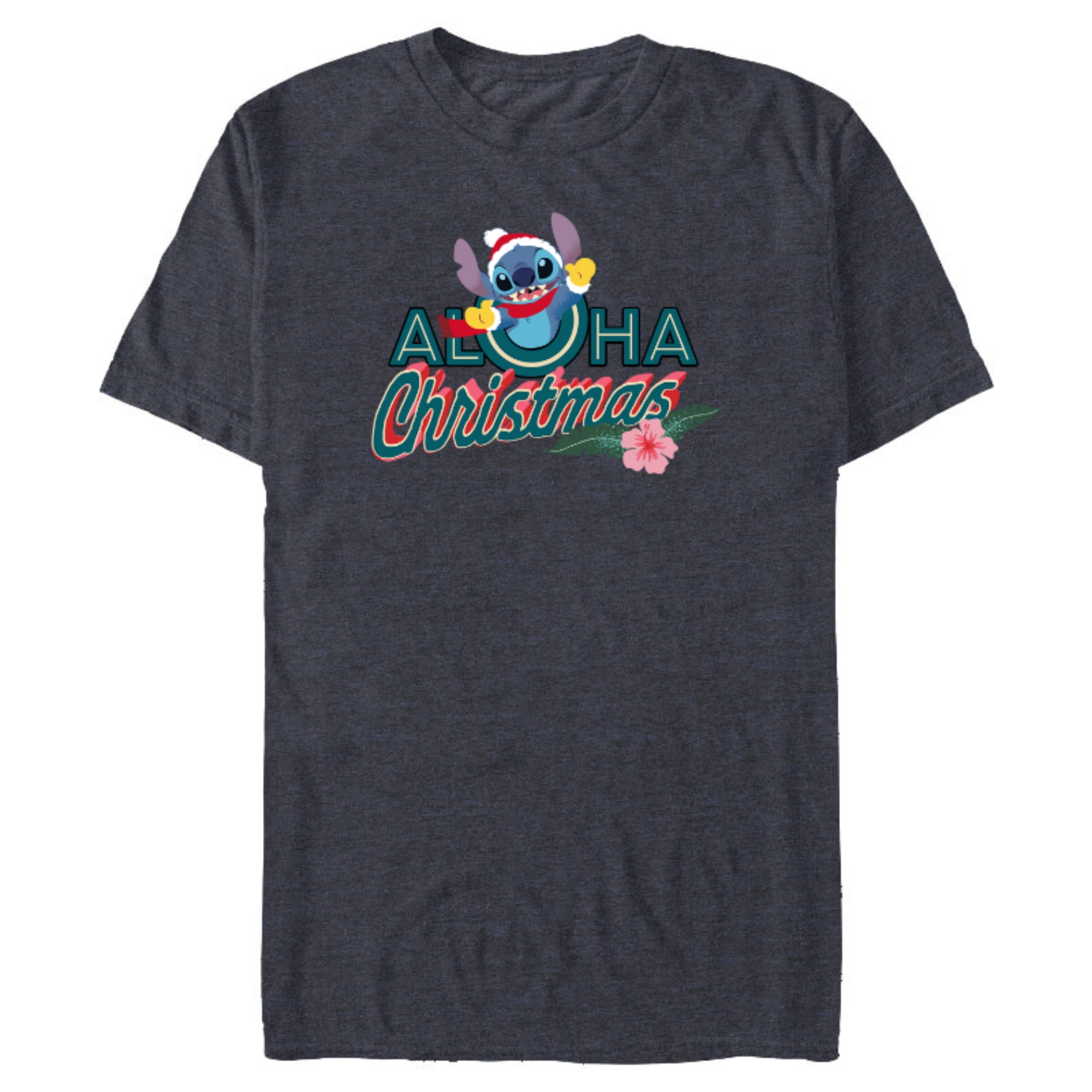 Disney Stitch Aloha Christmas Holiday Standard - Short Sleeve Blended T ...