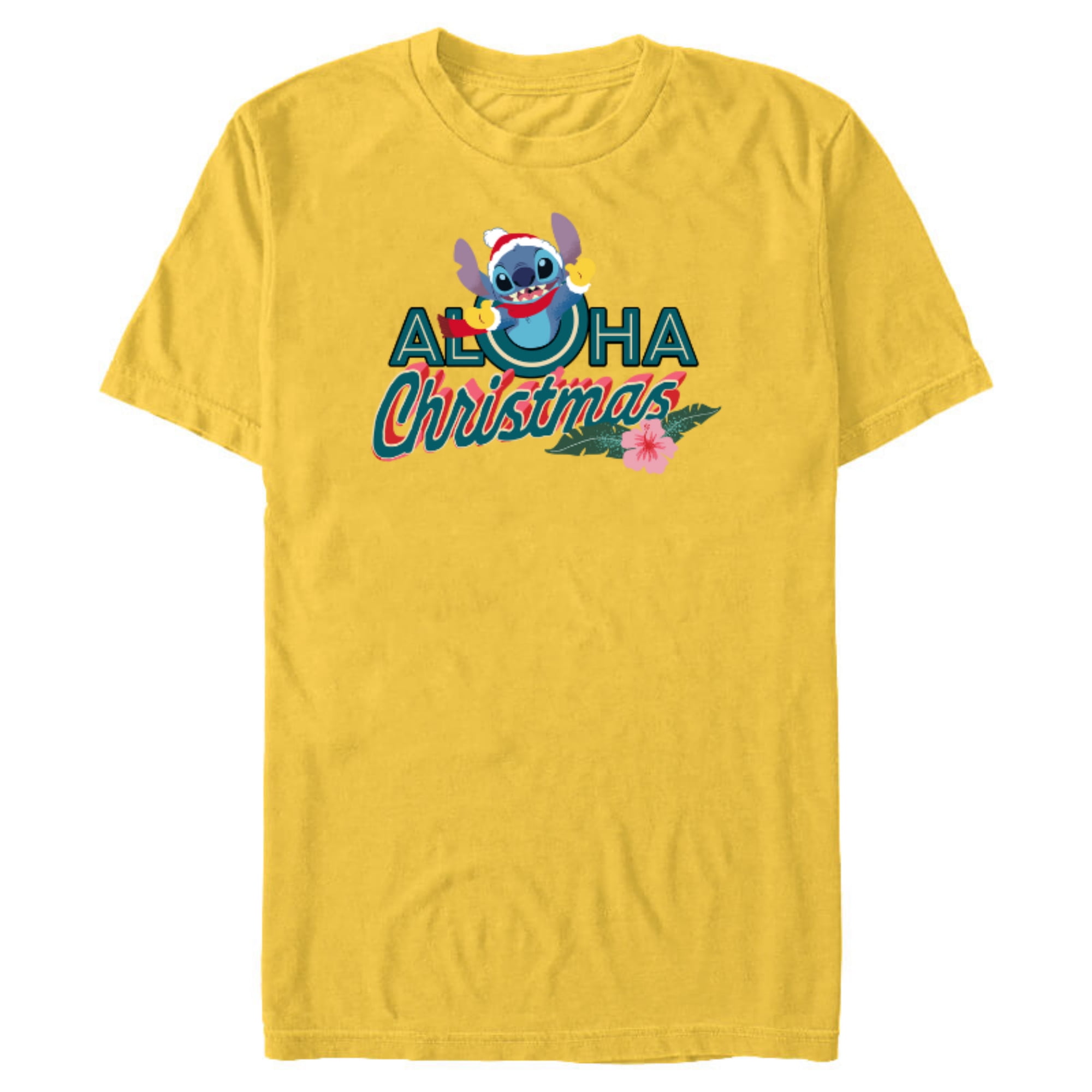 Disney Stitch Aloha Christmas Holiday Standard - Short Sleeve Blended T ...