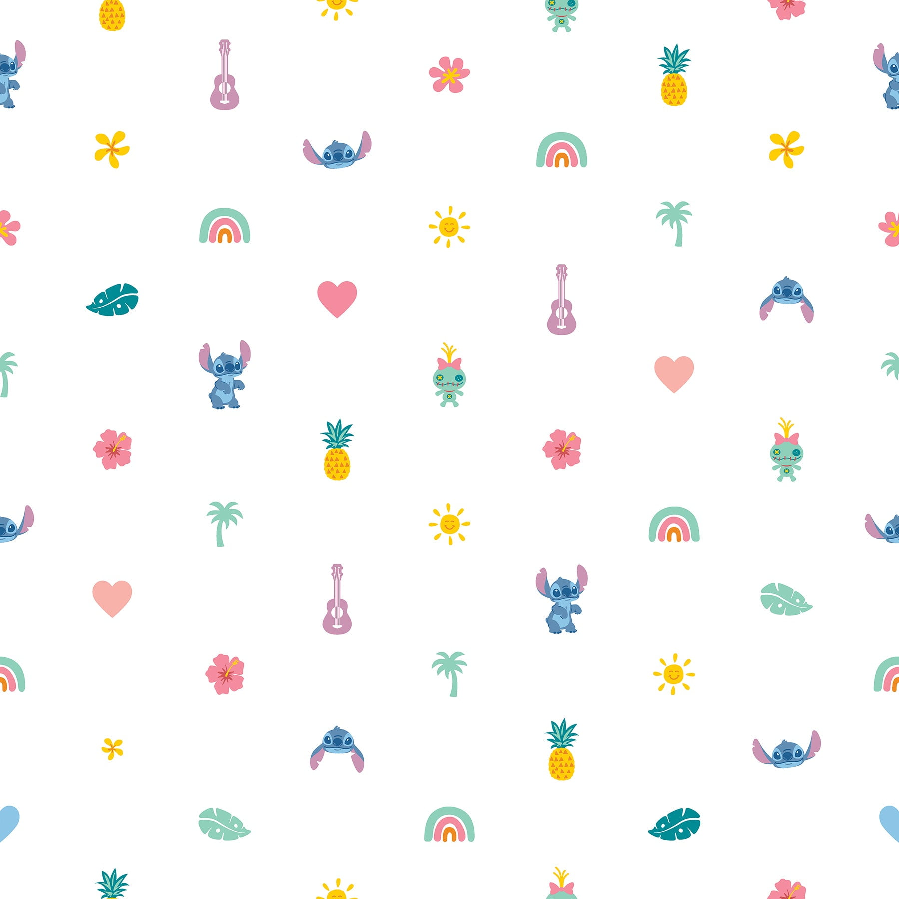 Disney Stitch Aloha Mini Print Blue & Pink Peel & Stick Wallpaper ...