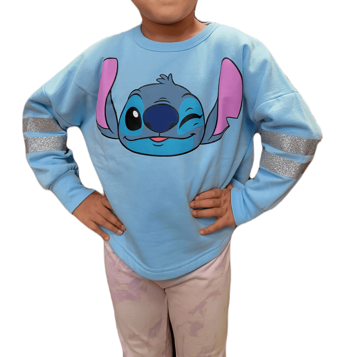 Disney Stitch Aloha Youth Girls Sweatshirt, Light Blue, Long Sleeve ...