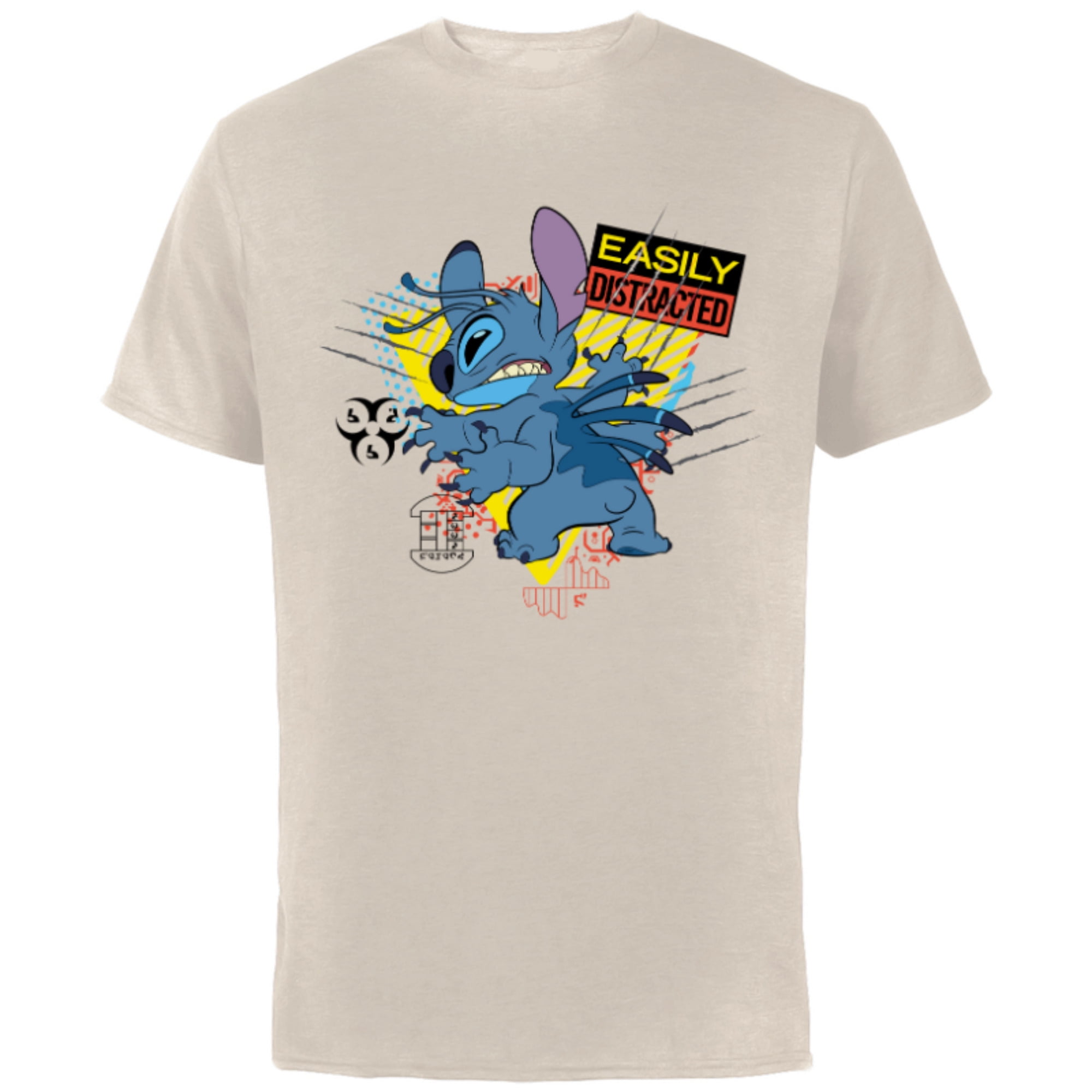 Disney Stitch Angry and Easily Distracted - Short Sleeve Cotton T-Shirt ...