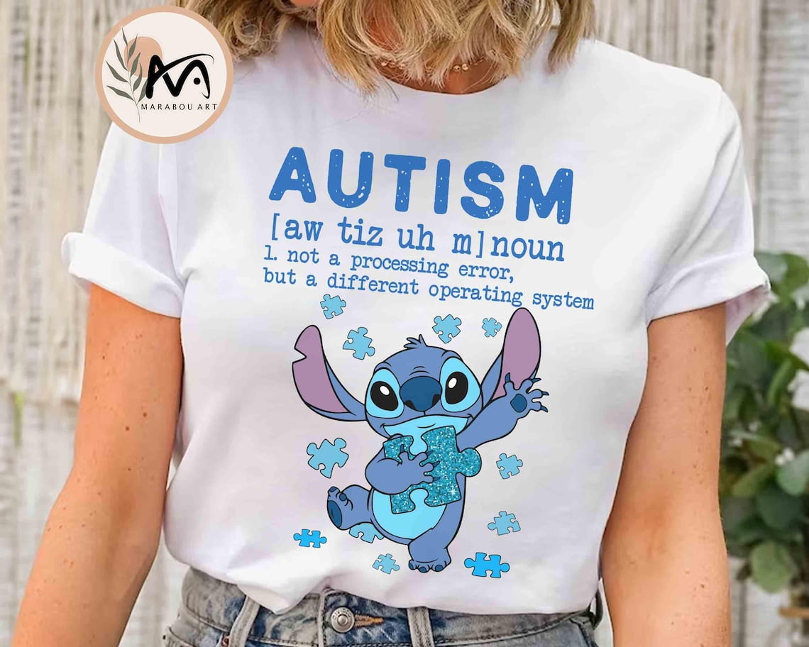 Disney Stitch Autism T-shirt, I wear blue for Autism Awareness Stitch ...