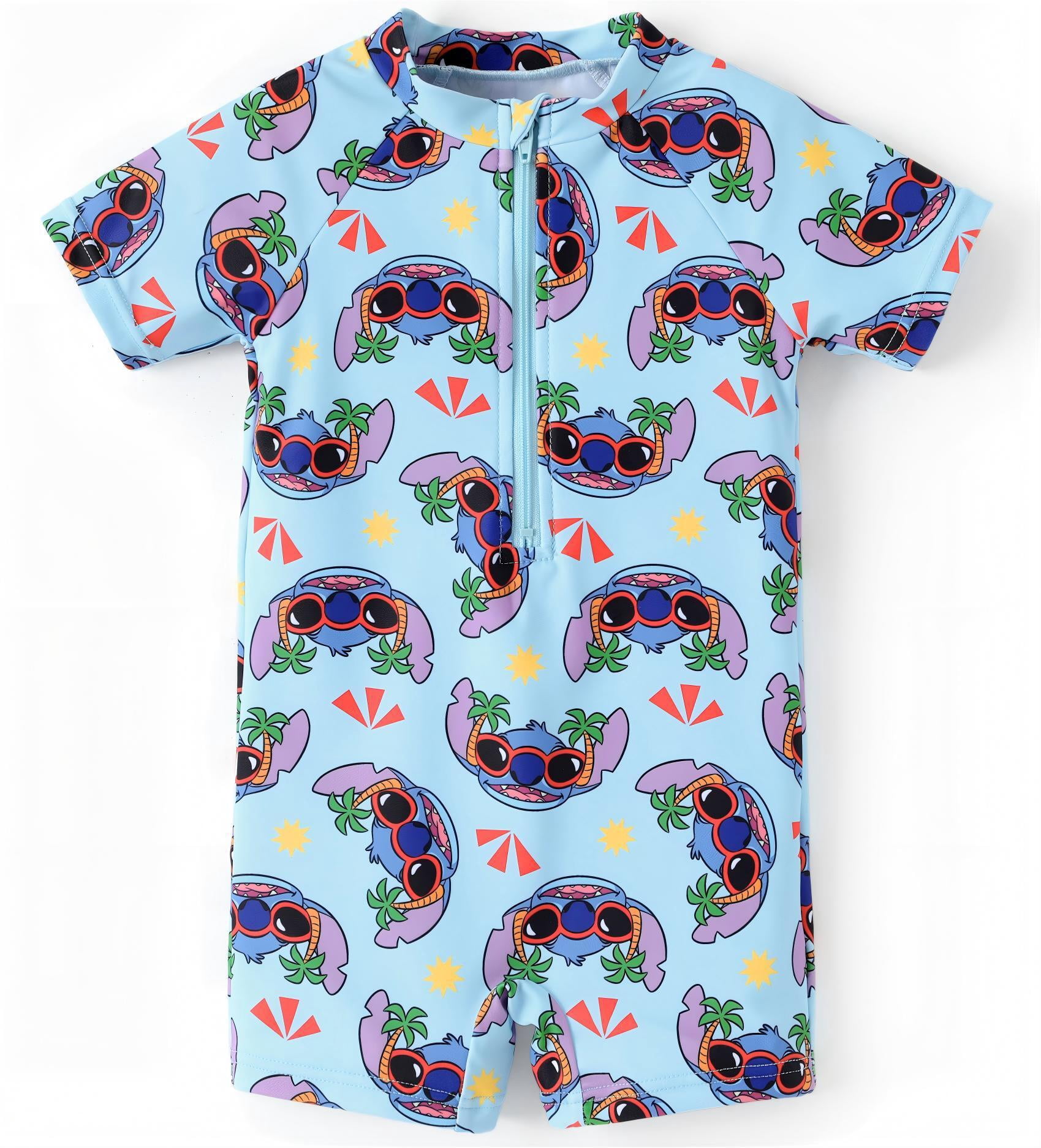Disney Stitch Baby Boys Girls Swimsuits Summer Zipper Rash Guard UPF 50 ...