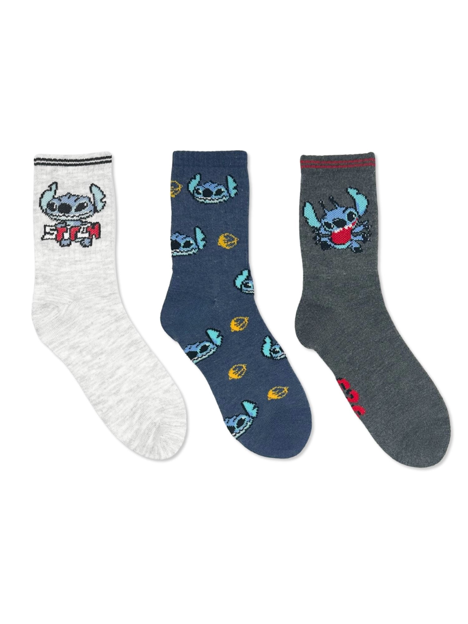Disney Stitch Boys Mid-Crew Socks, 3-Pack, Sizes S/M-M/L - Walmart.com