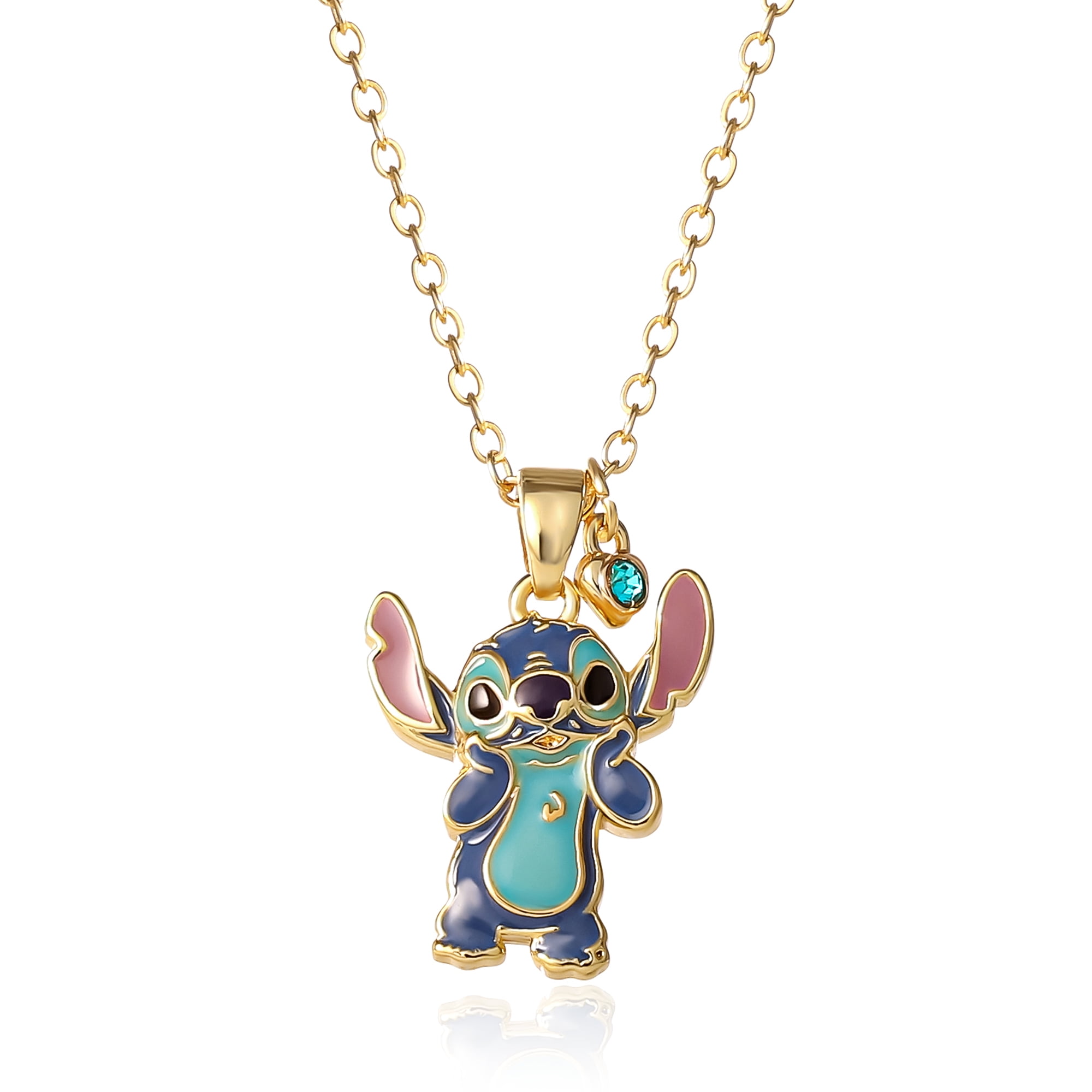 Disney Stitch Brass Flash Yellow Gold Plated Enamel & Blue Crystal ...