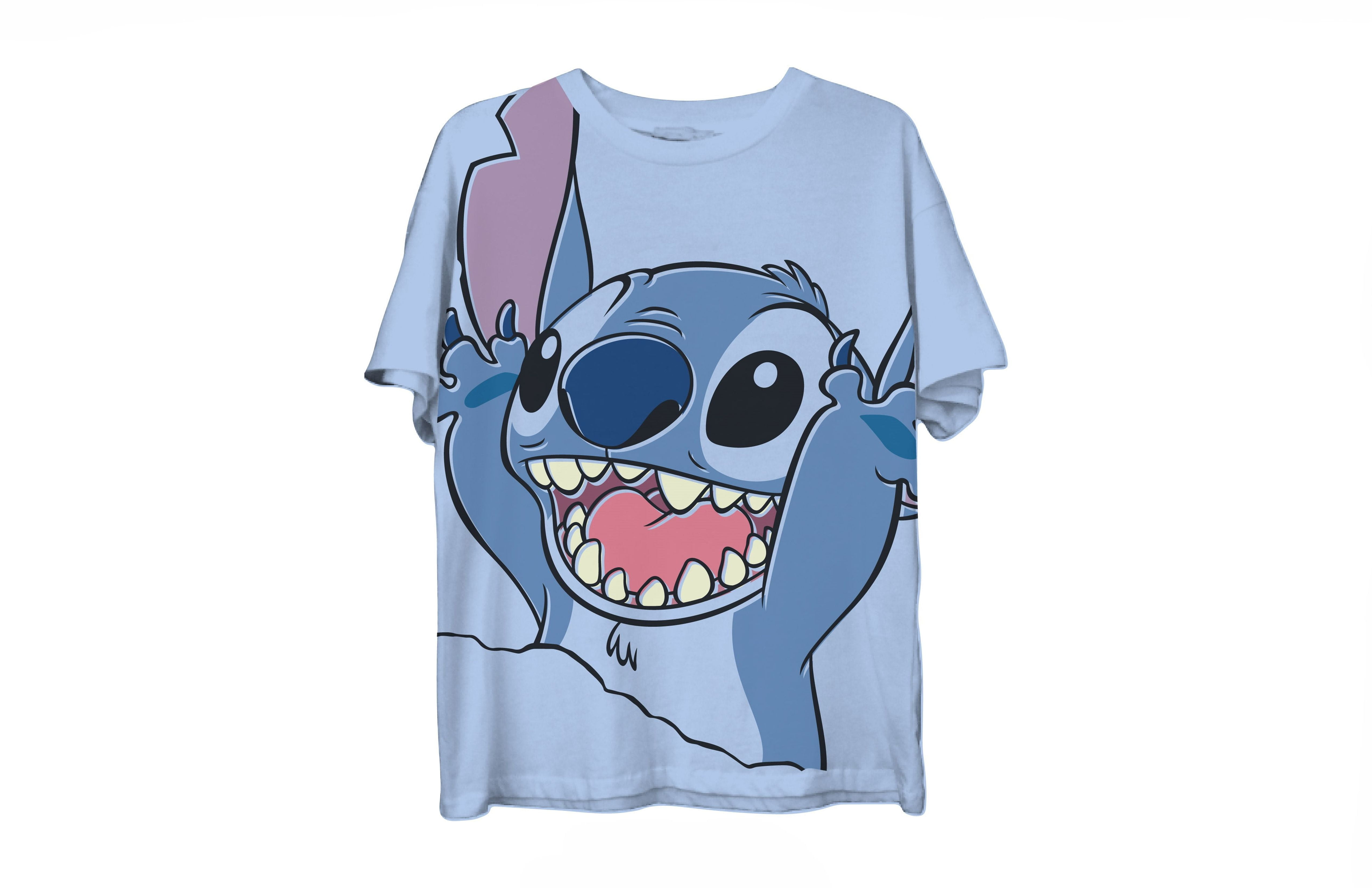 Disney Stitch Cheering Women's Light Blue Boyfriend Tee Small - Walmart.com