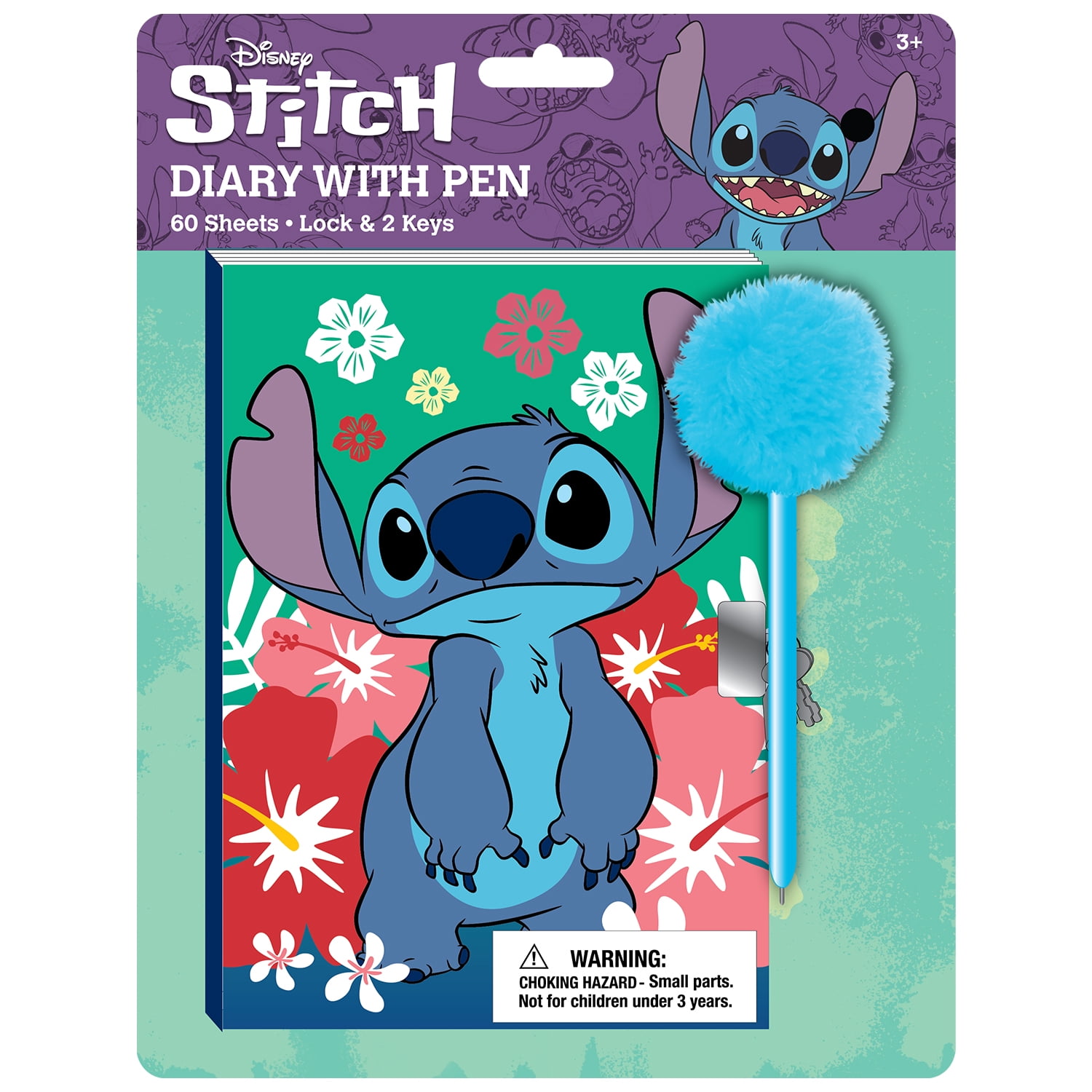Disney Stitch Children's Secret Diary Set with Lock, Keys & Furry Pom ...