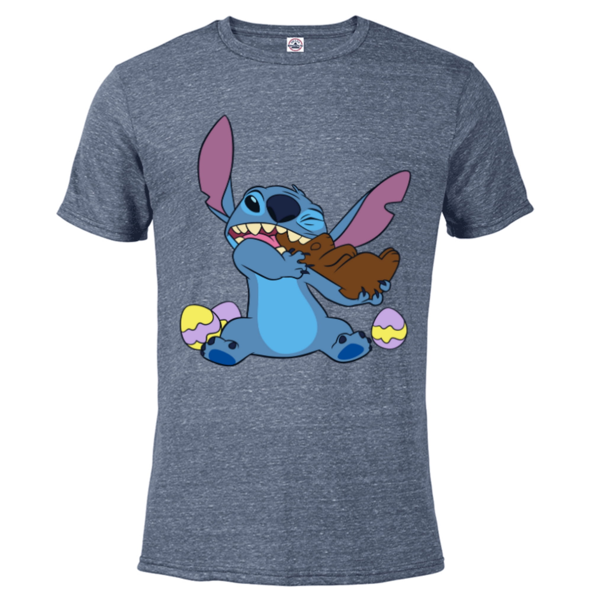 Disney Stitch Eats Chocolate Bunny Easter - Short Sleeve Blended T ...