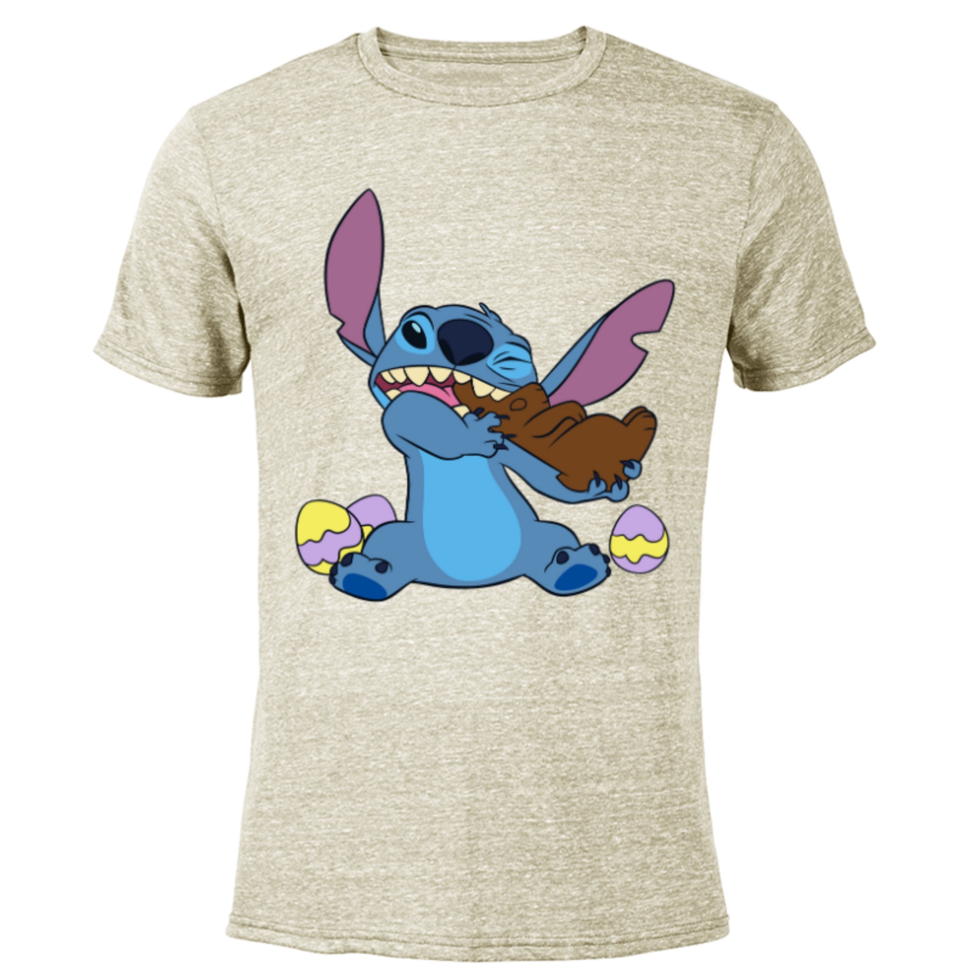 Disney Stitch Eats Chocolate Bunny Easter - Short Sleeve Blended T ...