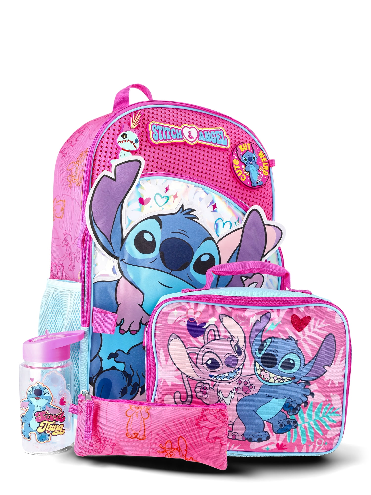Disney Stitch Girls Customizable Charm 17" 5-Piece Backpack Set, Hot ...