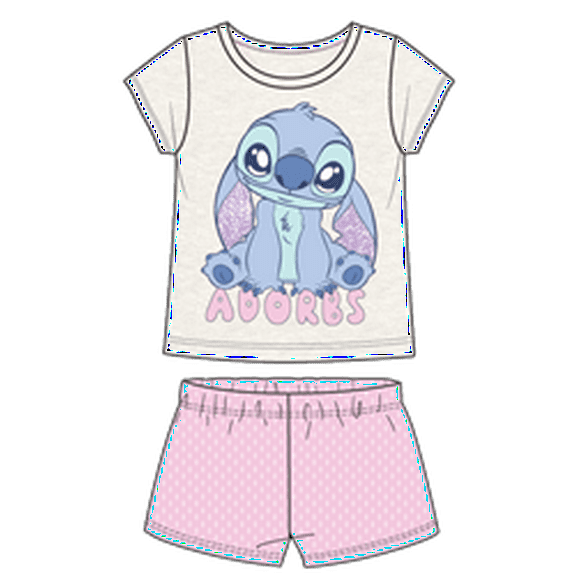 Disney Stitch Girls "Adorbs" White and Pink Short Set Toddler - Walmart.com