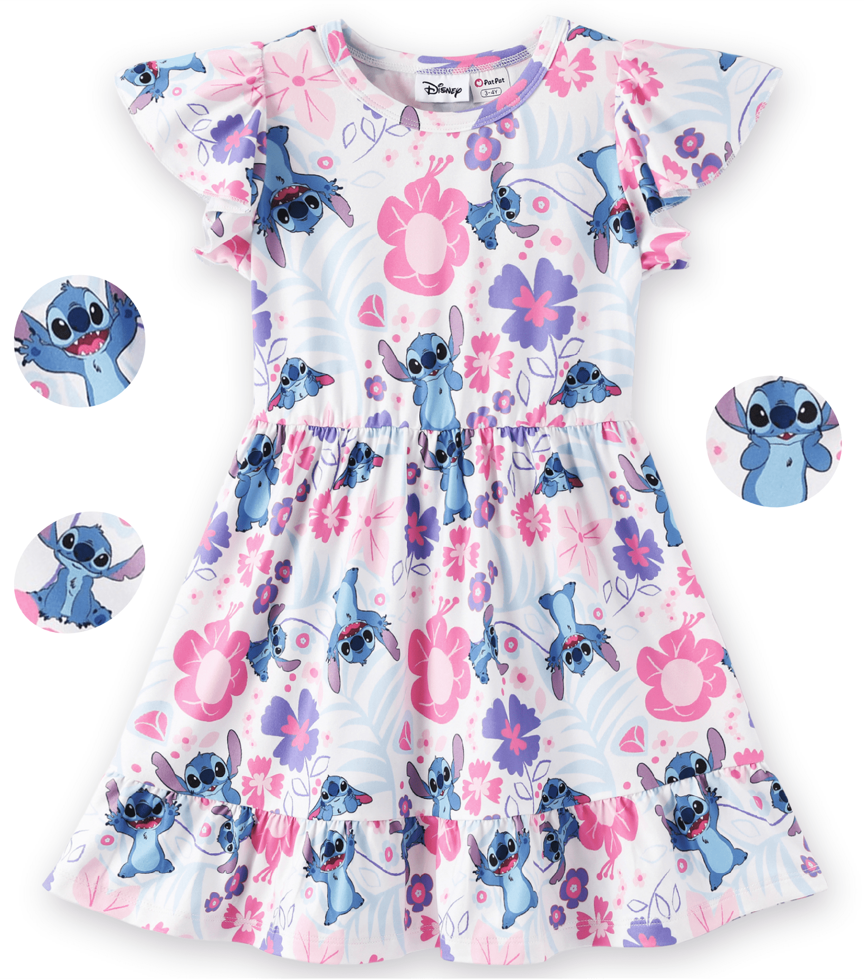 Disney Stitch Girls Dresses Graphic Easter Flora Flower Easter Spring ...