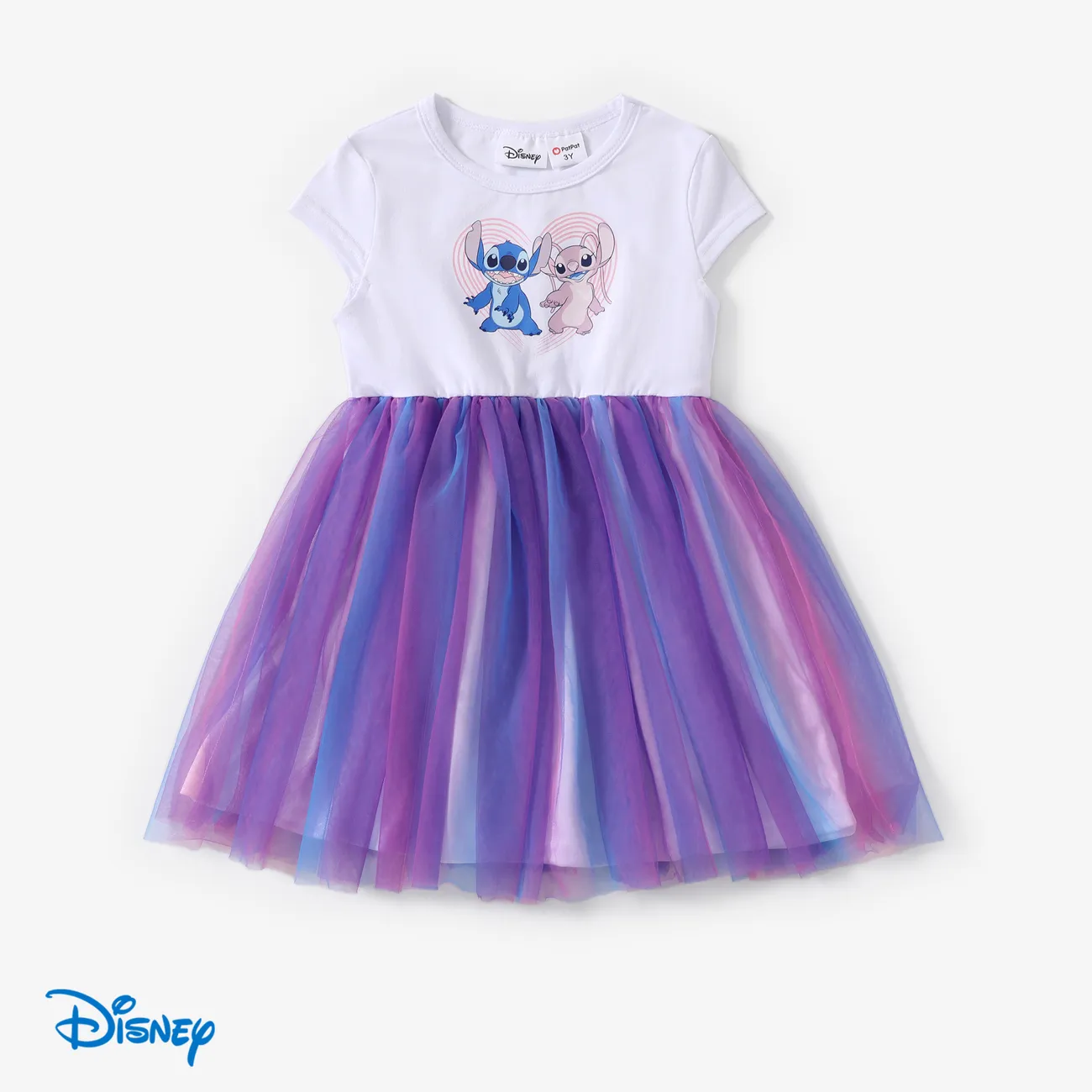 Disney Stitch Girls Dresses with Mesh Graphic Short Sleeves Summer ...
