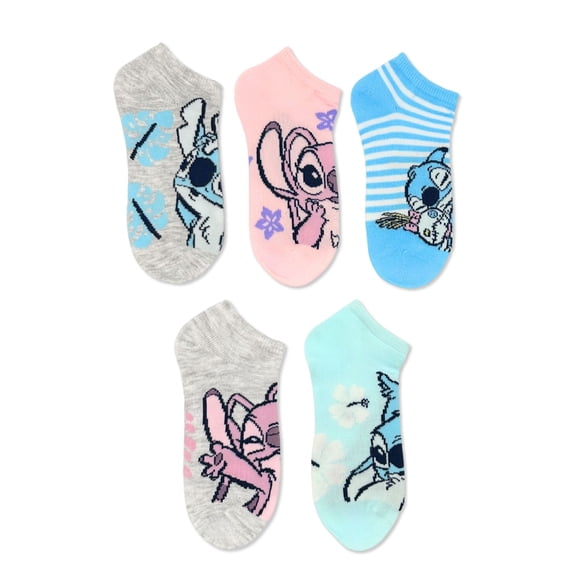 Disney Stitch Girls No-Show Socks, 5-Pack, Sizes S/M-M/L - Walmart.com