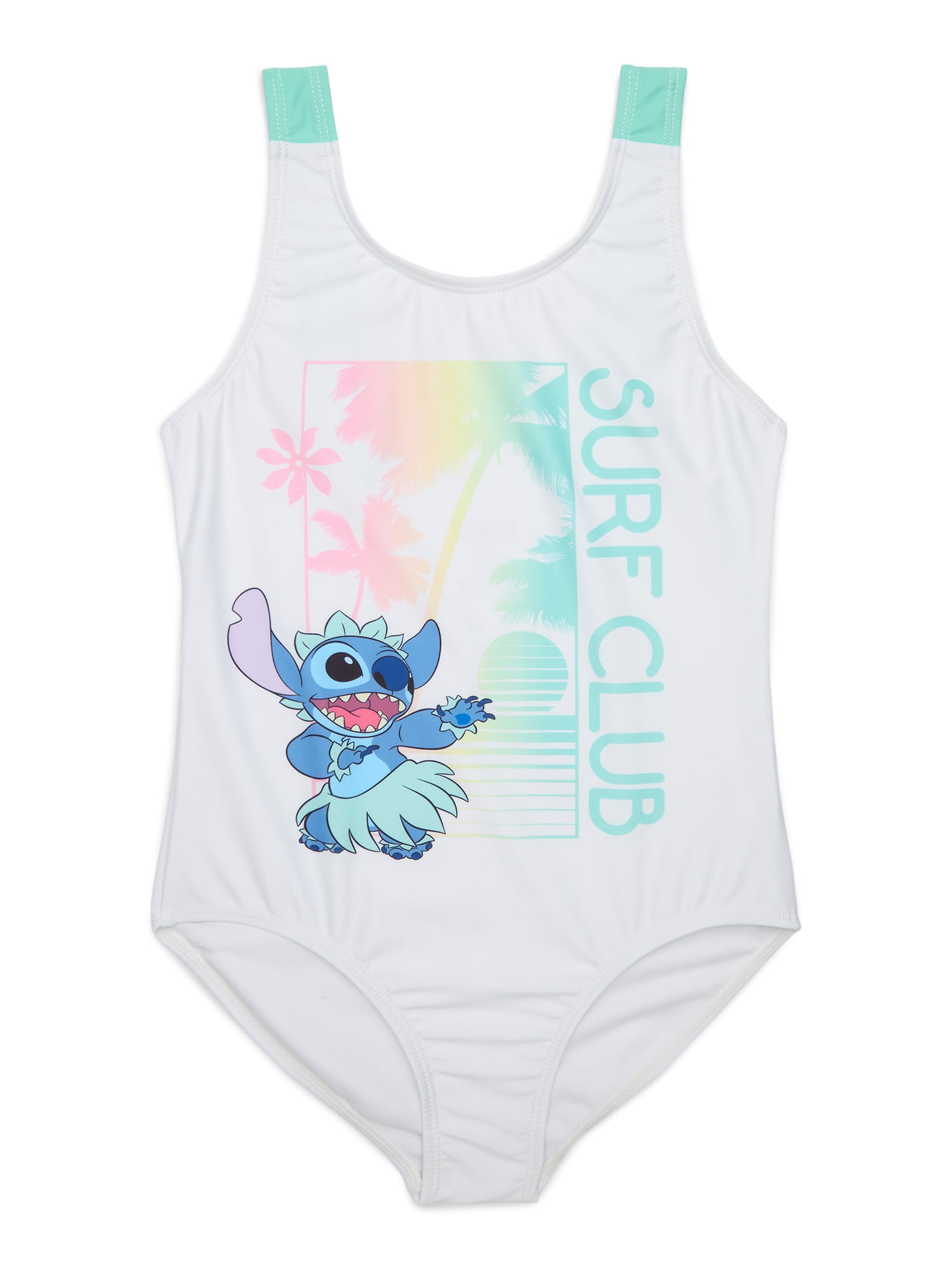 Disney Stitch Girls One-Piece Swimsuit with UPF 50+, Sizes 4-12 ...