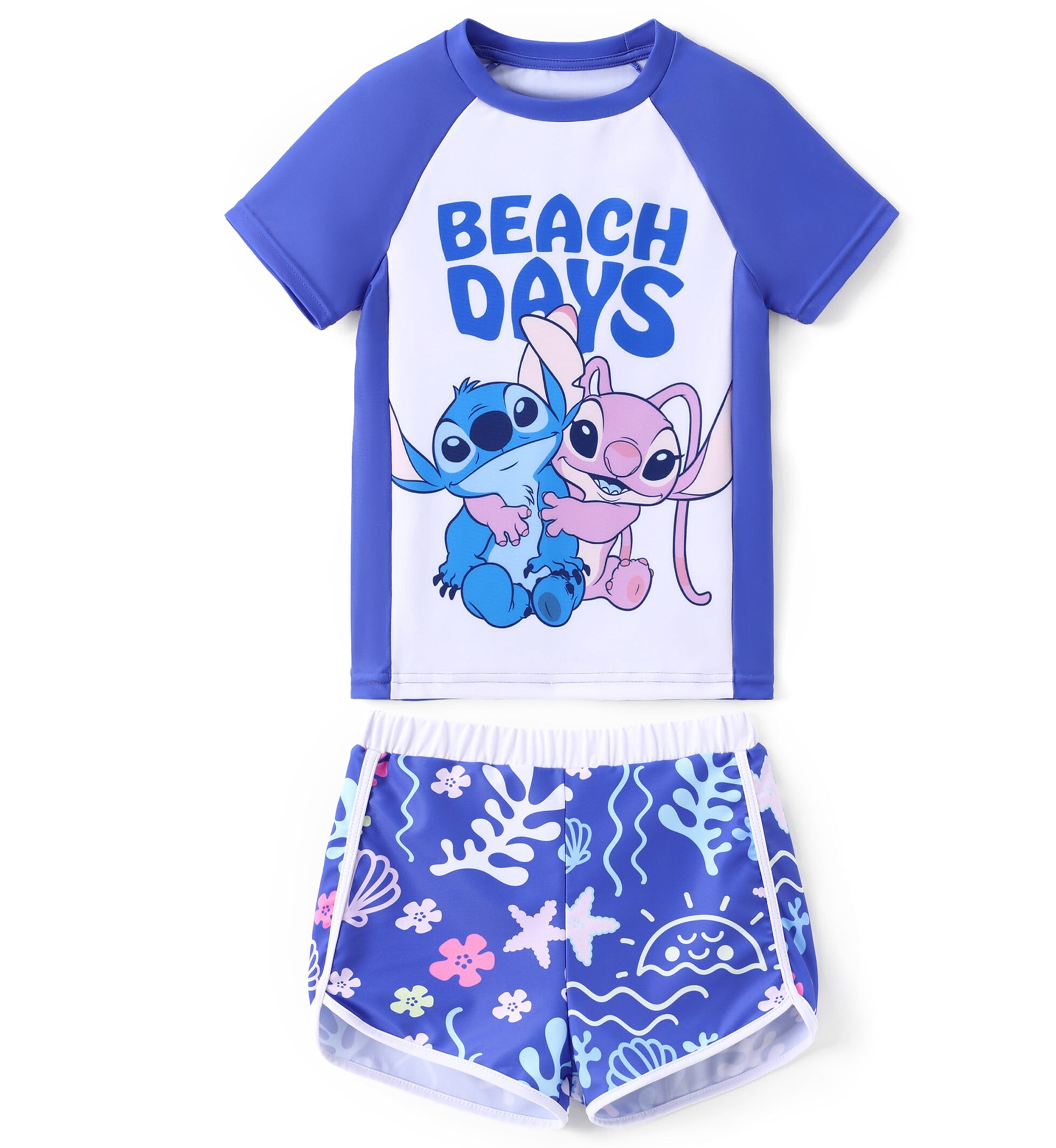Disney Stitch Girls Swimsuits Graphic Swim Top and Shorts Bathing Suits ...