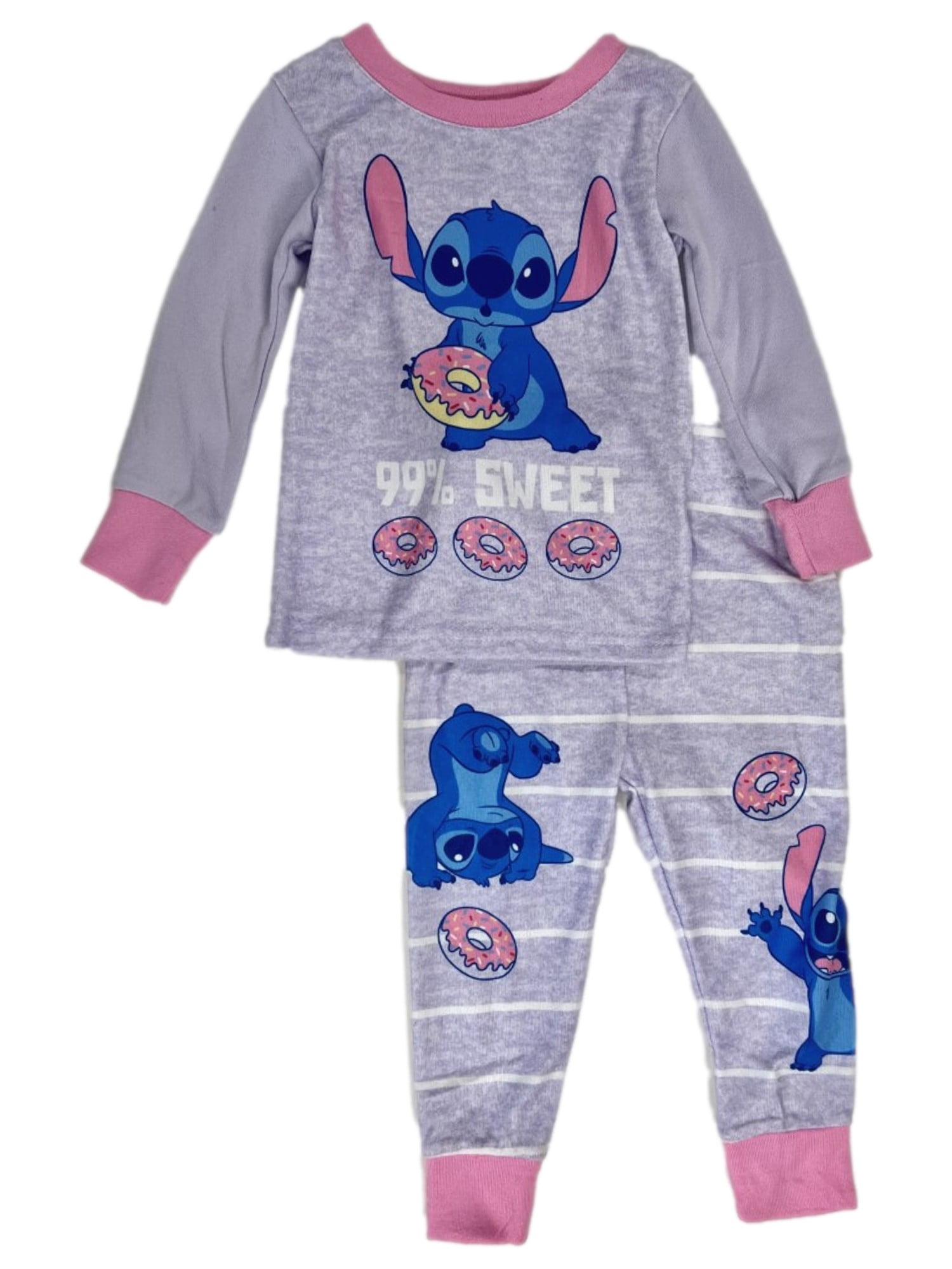 Disney Stitch Girls & Toddler Purple Donut 99% Sweet Pajama Set 2T ...