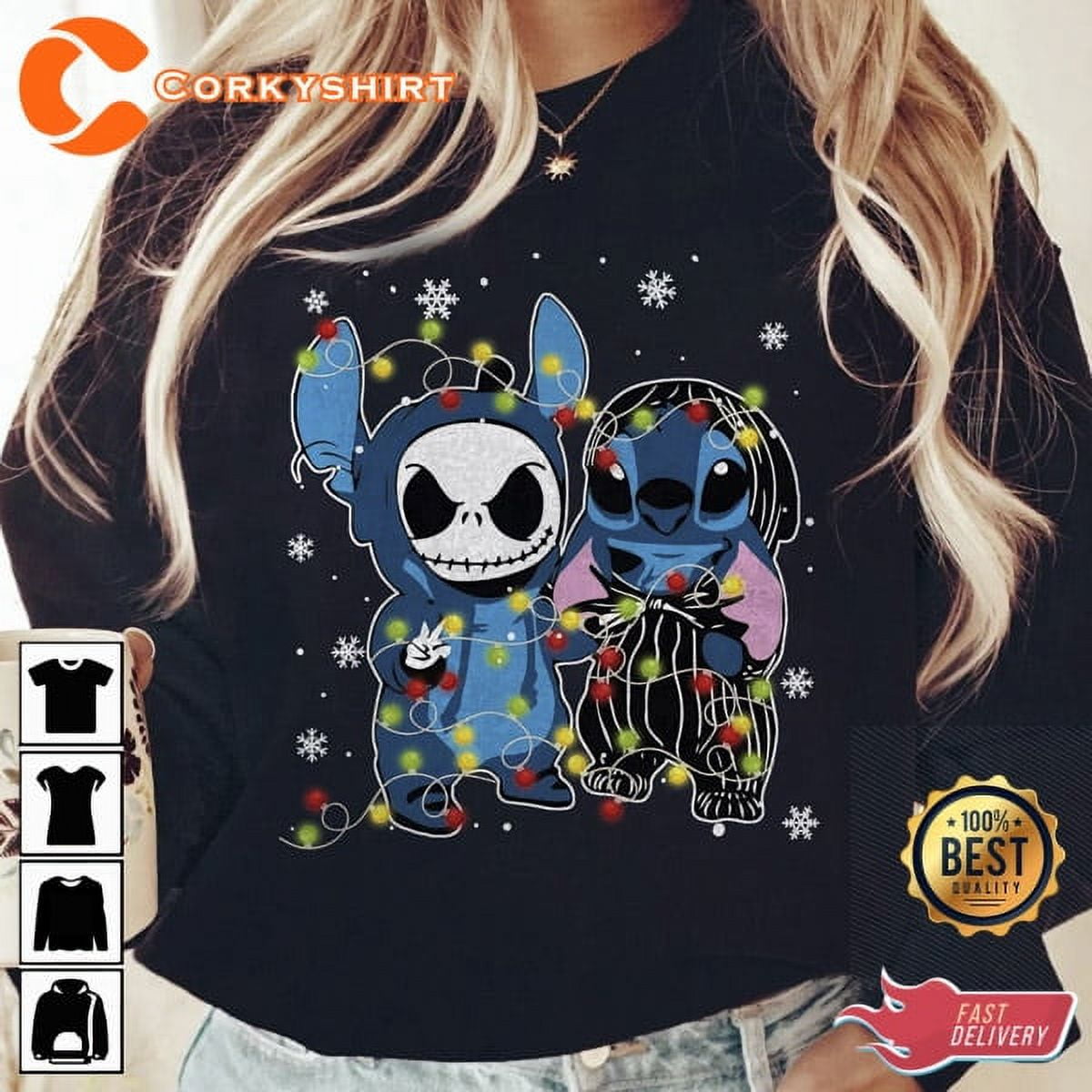 Disney Stitch Jack Skellington Nightmare Before Christmas T-shirt ...
