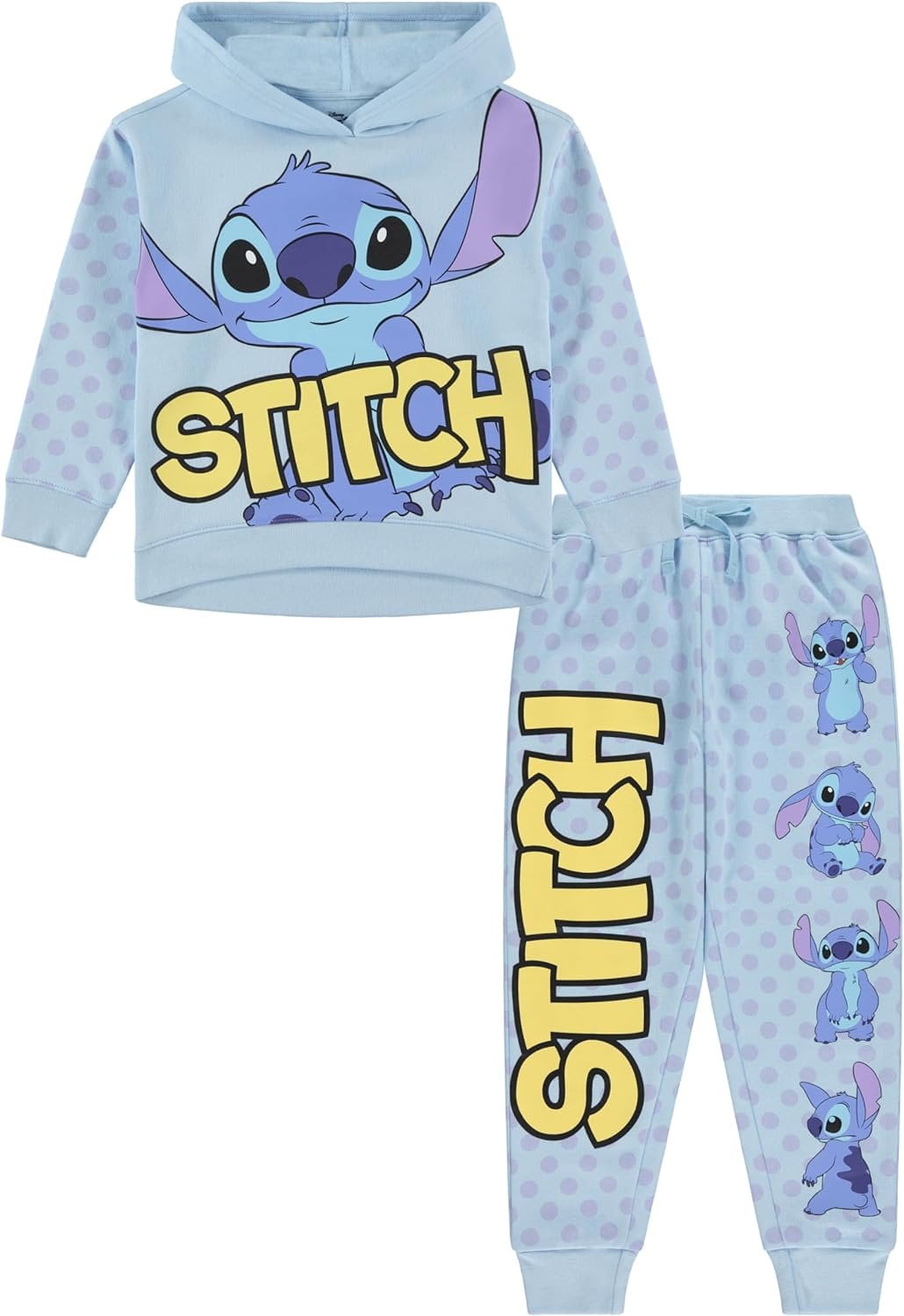 Disney Stitch Jumbo Print Hooded Sweatshirt & Jogger Set - Walmart.com