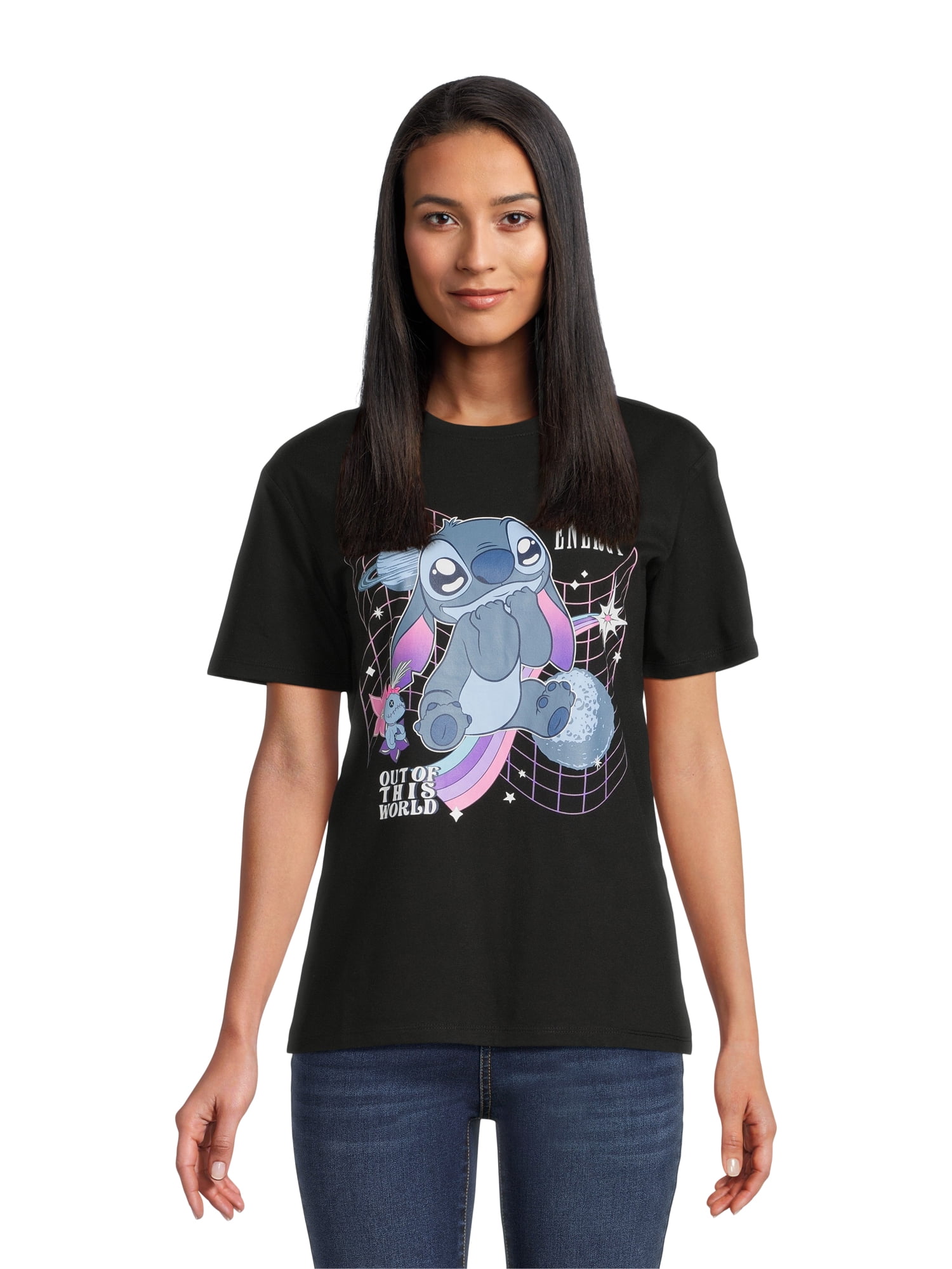 Disney Stitch Juniors Graphic Front/Back Print Tee with Short Sleeves ...