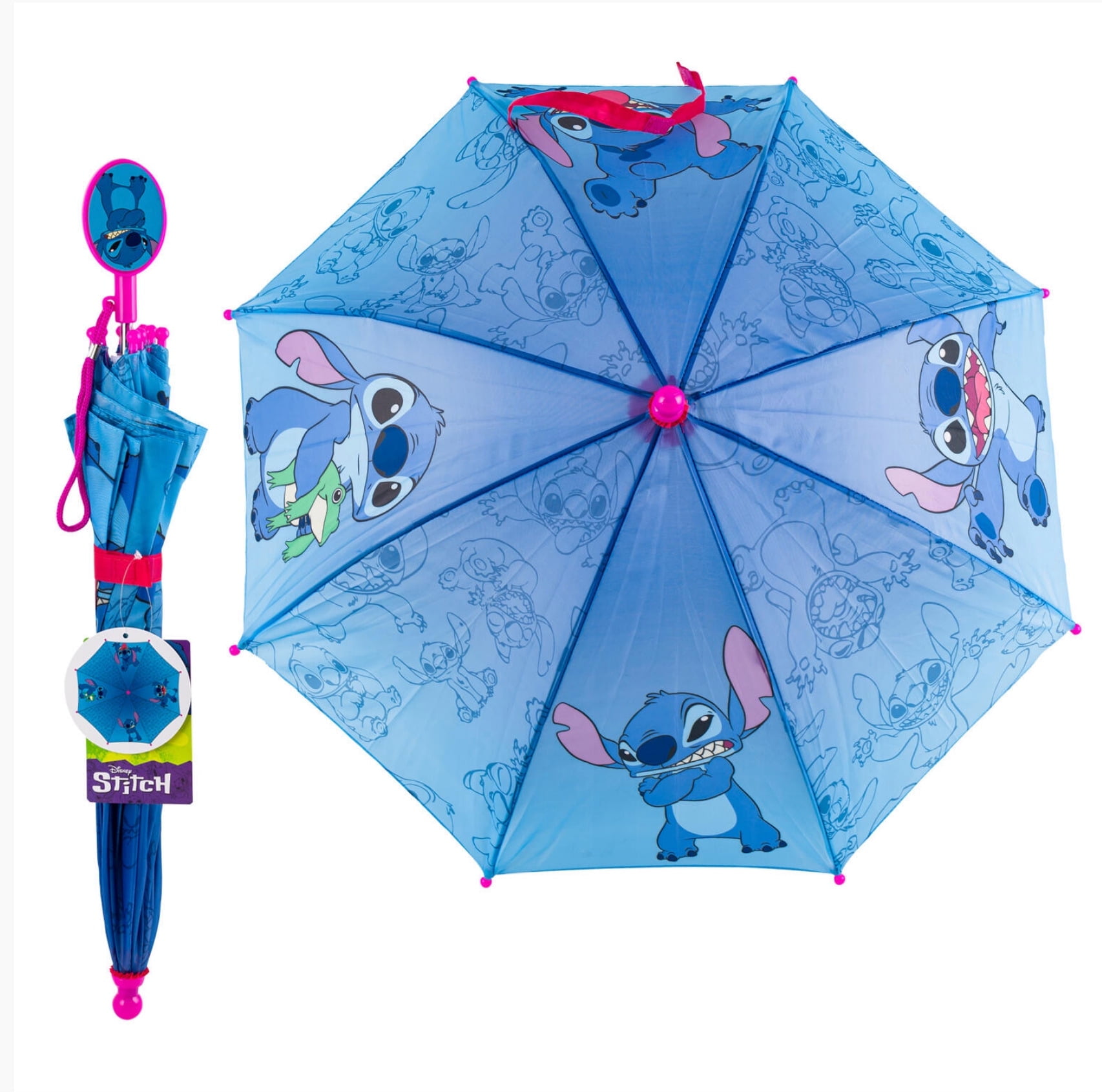 Disney Stitch Kids Umbrella, Clear Birdcage Design, Clamshell Handle ...