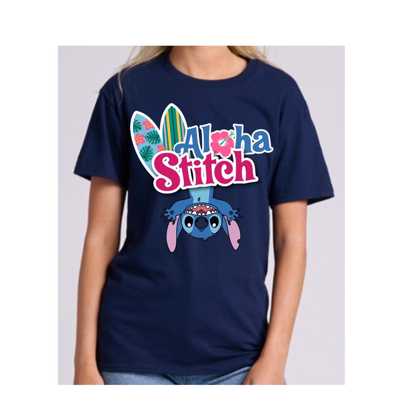 Disney Stitch Ladies "Aloha Stitch" Blue Tee Small - Walmart.com