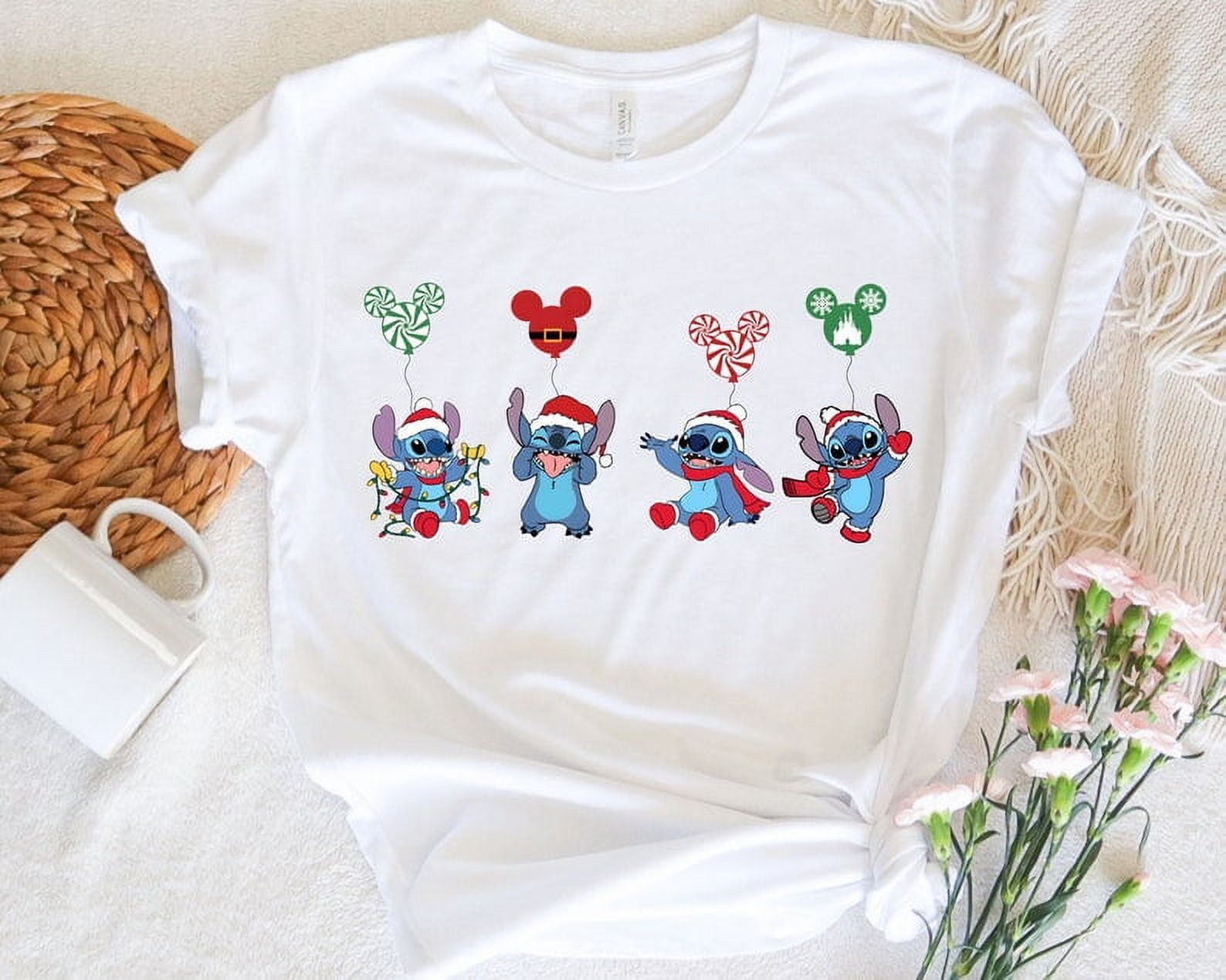 Disney Stitch Mickey Ears Balloons Christmas Shirt Tendytee ...