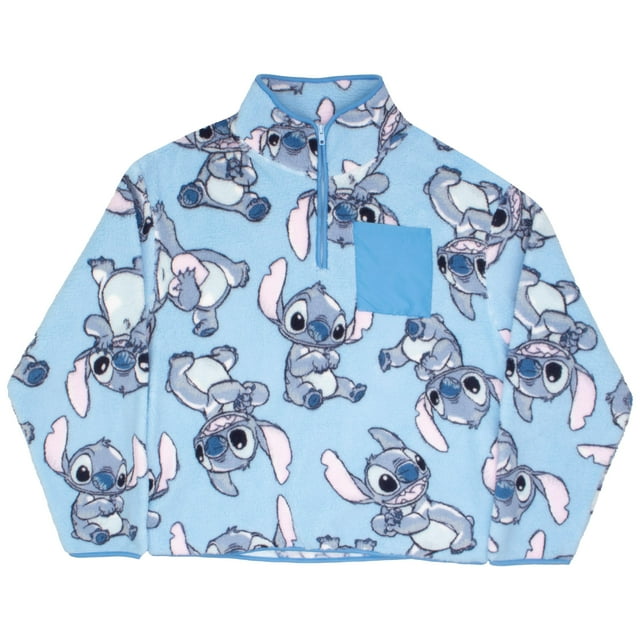 Disney Stitch, Mickey, Winnie the Pooh Women's Fleece Pullover Quarter ...