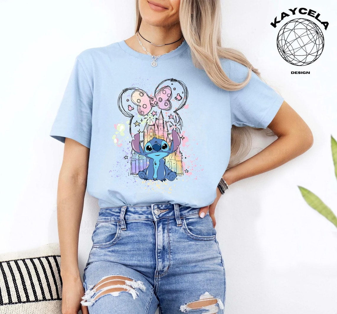 Disney Stitch Minnie Castle Watercolor Shirt, Disney Stitch Shirt ...