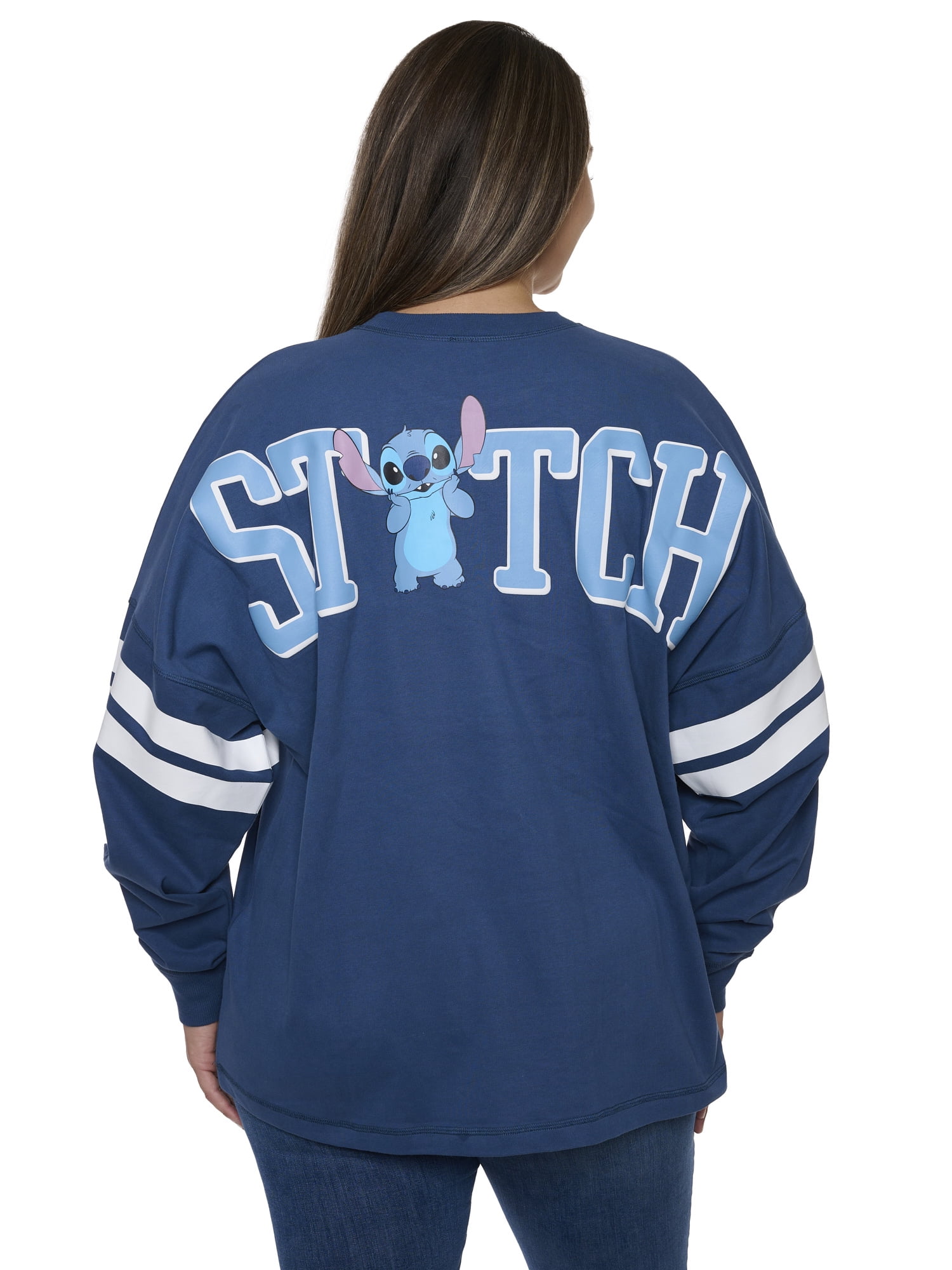 Disney Stitch Peeking Sweatshirt Women's Long Sleeve Jersey Blue ...