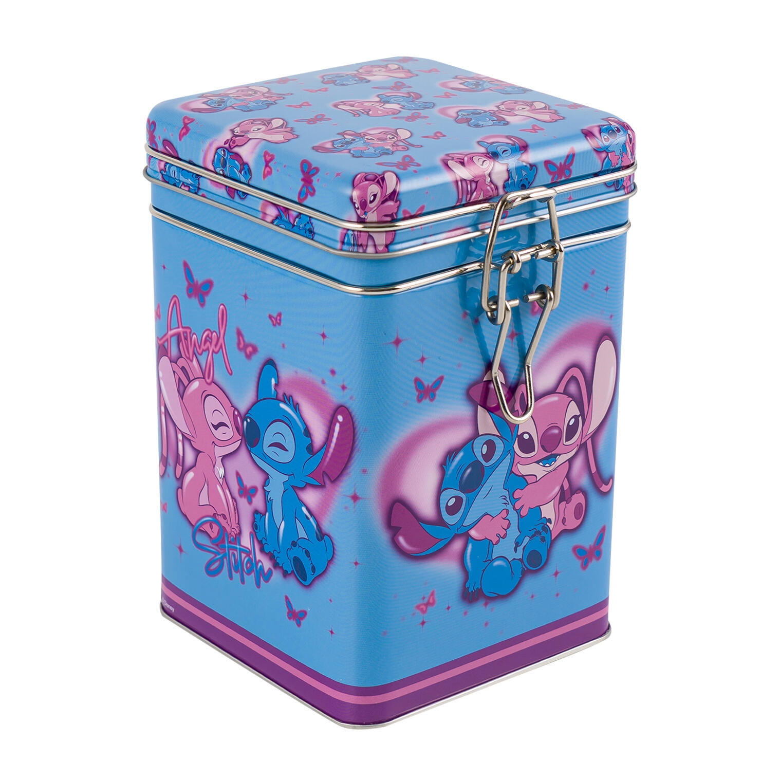 Disney Stitch Pink and Blue Rectangular Lock Top Canister, 87193 ...