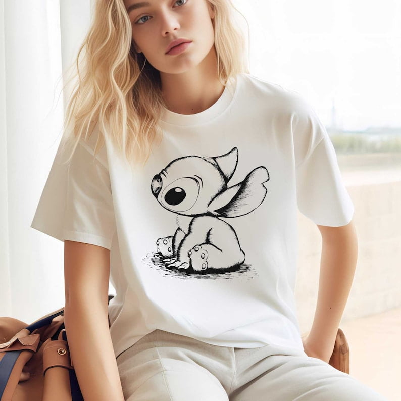 Disney Stitch Sketch Portrait Shirt, Cute Lilo And Stitch Shirt, Disney ...