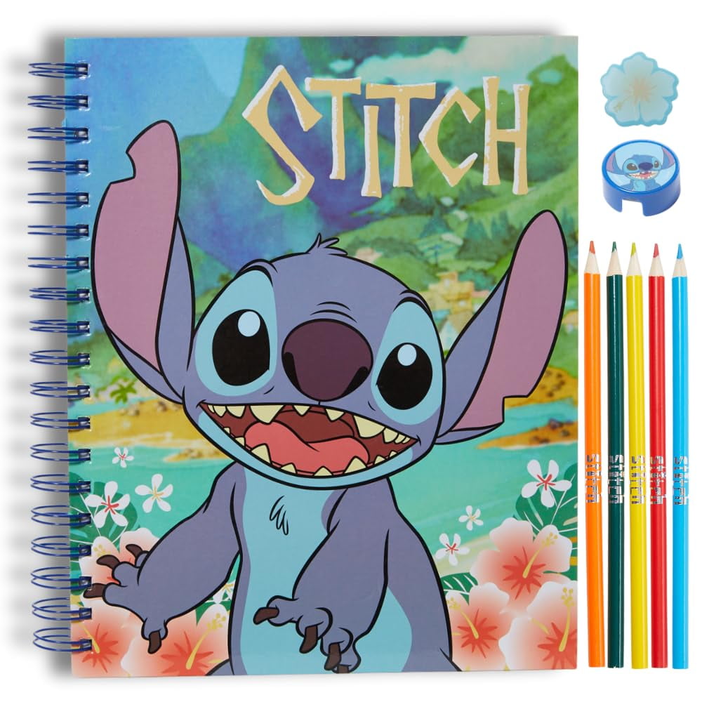 Disney Stitch Sketchbook for Kids with Colored Pencils, Pencil ...