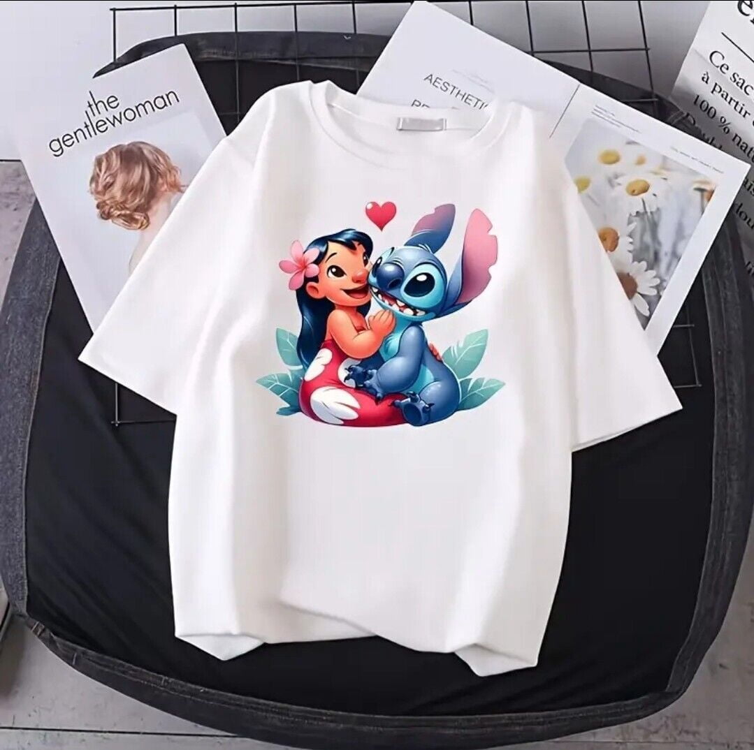 Disney Stitch Sublimated White T-Shirts (M) - Walmart.com