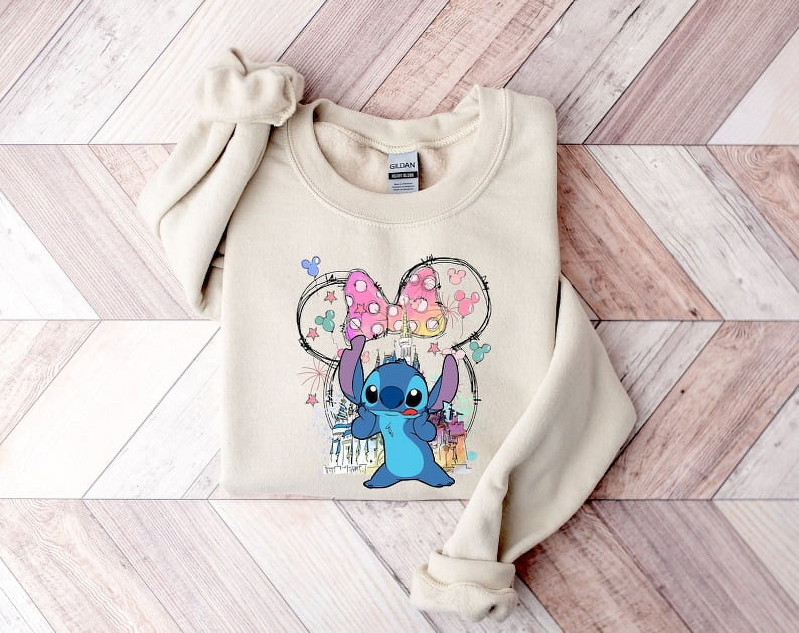 Disney Stitch Sweatshirt, Stitch Watercolor Castle Sweatshirt, Minnie ...