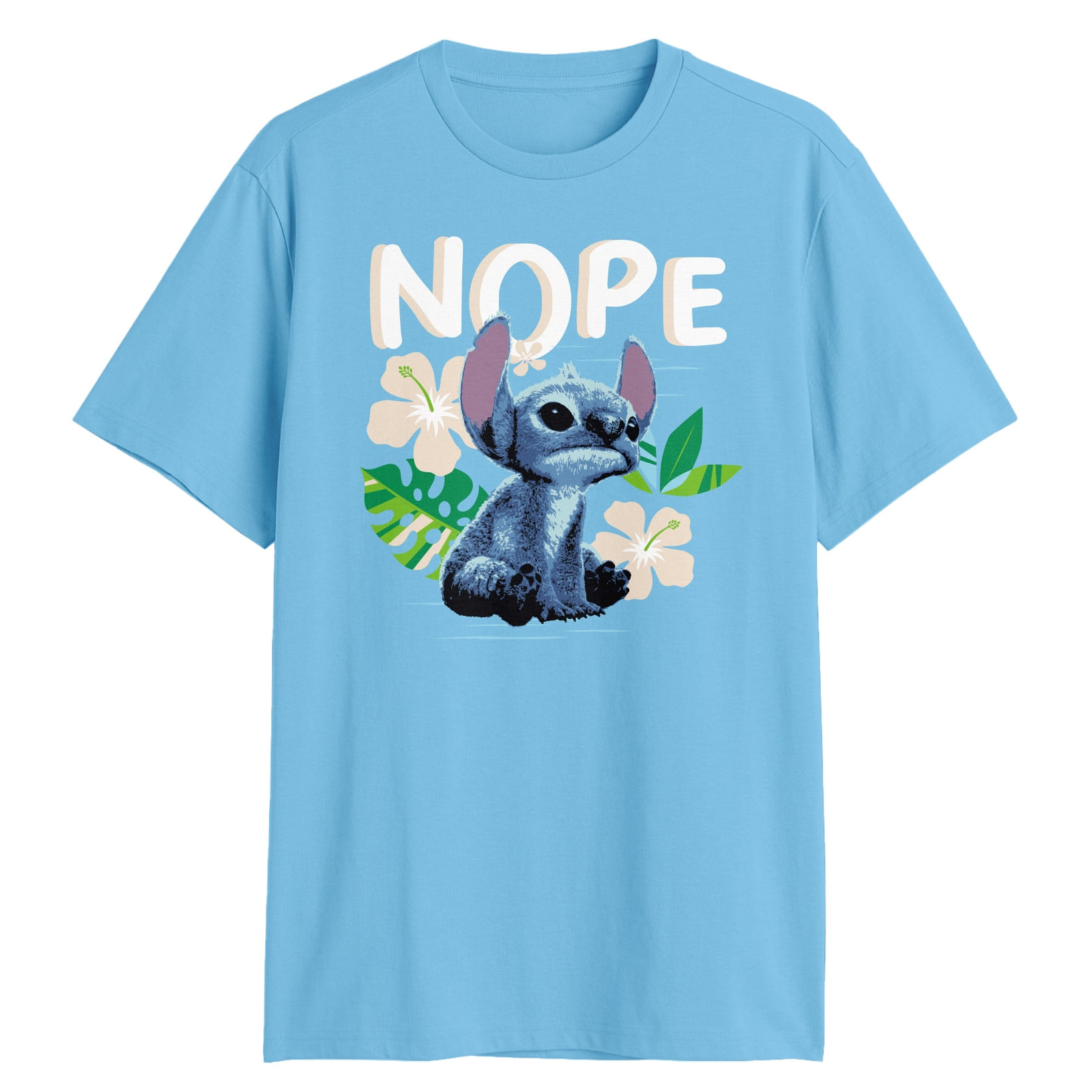 Disney Stitch T-Shirt Men's Nope Tropical Floral Design Adult Graphic ...