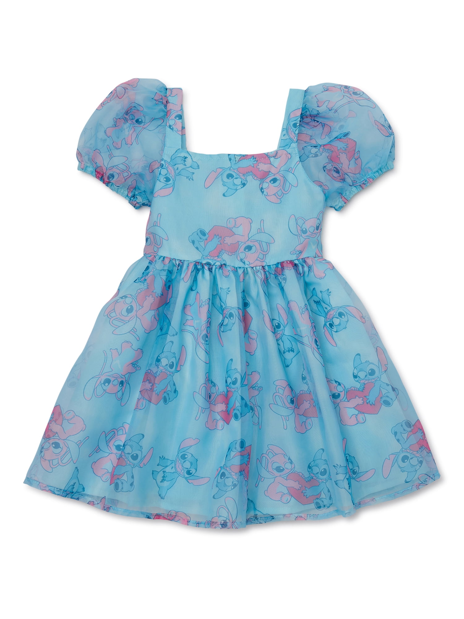Disney Stitch Toddler Girl Puff Sleeve Dress, Sizes 12M-4T - Walmart.com