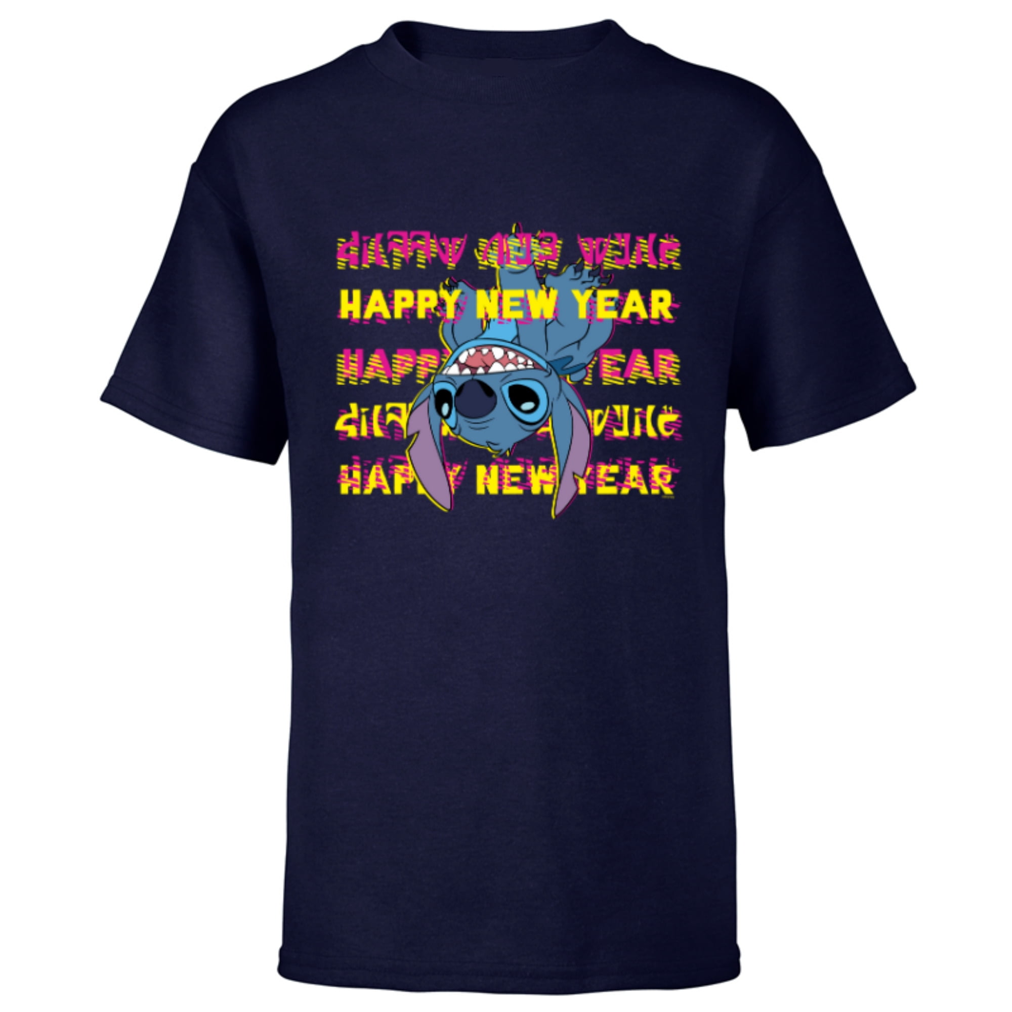 Disney Stitch Upside-Down Alien Language Happy New Year - Short Sleeve ...
