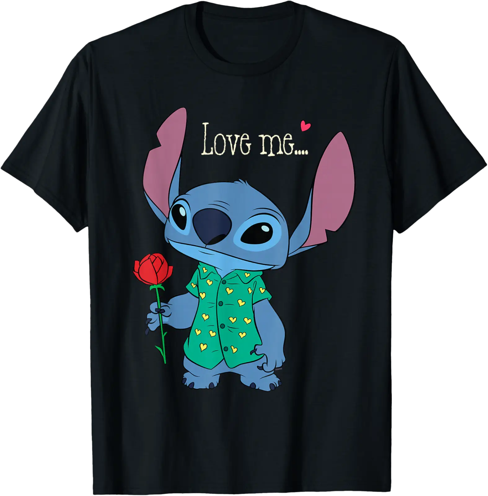 Disney Stitch Valentine's Day With Rose Love Me... T-Shirt - Walmart.com