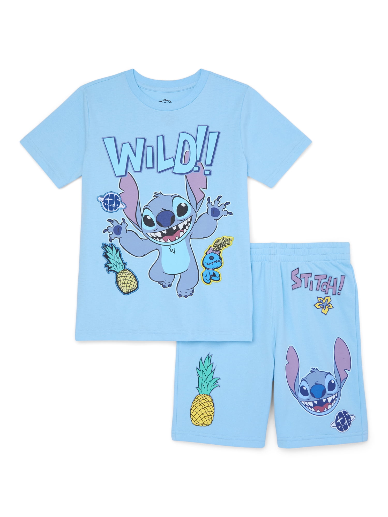 Disney Stitch "WILD!" Boys Short Sleeve Tee & Shorts Graphic 2pc Set ...