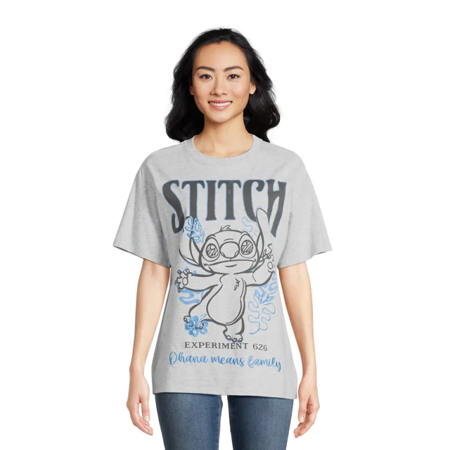 Disney Stitch Embellished Tee - Cute Graphic Print Shirt - Walmart.com