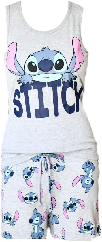 Disney Stitch Womens Pajama Set Cute Sleeveless Print Tank and Shorts ...