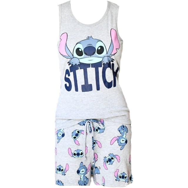 Disney Stitch Womens Pajama Set Cute Sleeveless Print Tank and Shorts ...