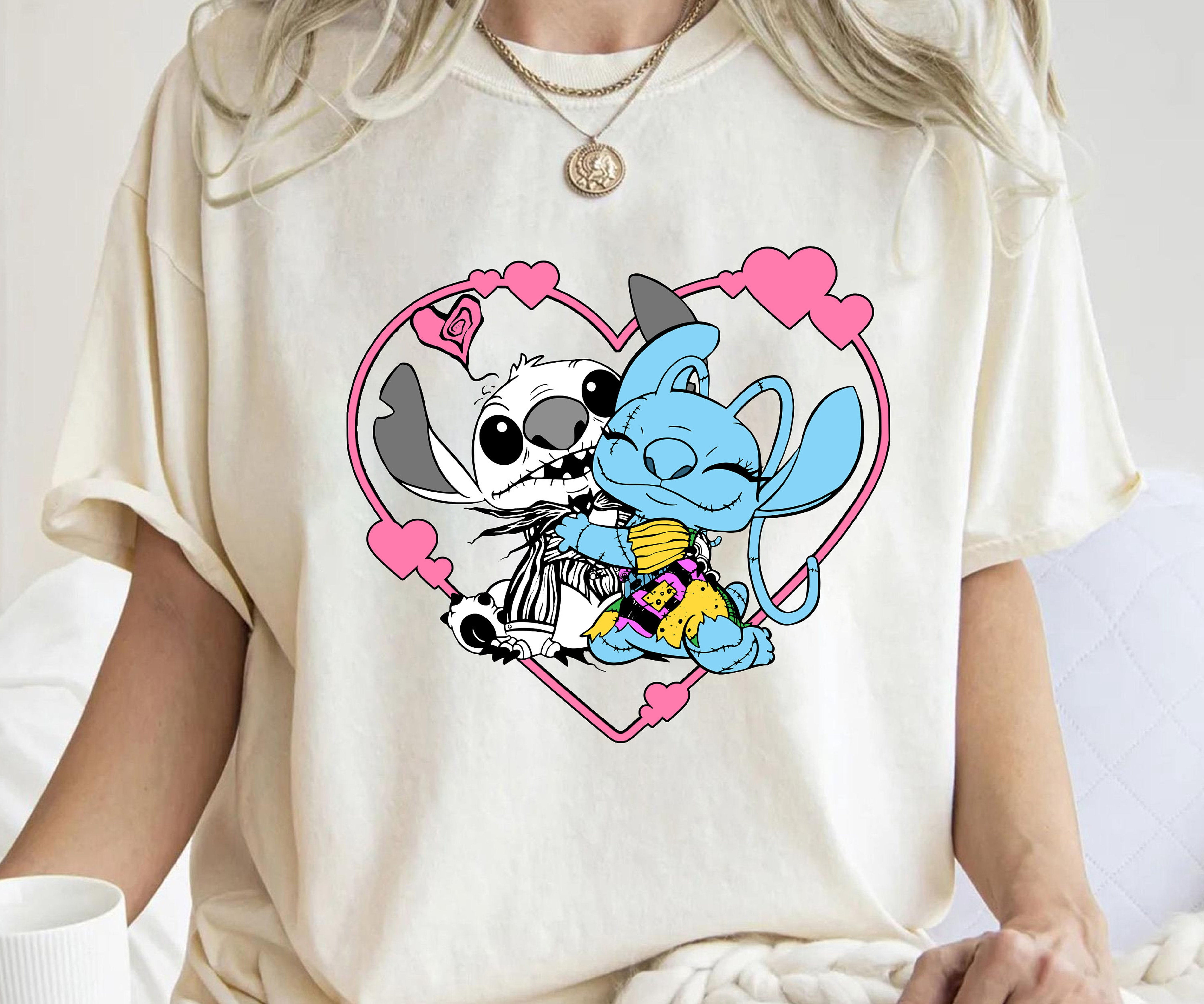 Disney Stitch and Angel Cosplay Jack and Sally Costume Halloween Shirts ...