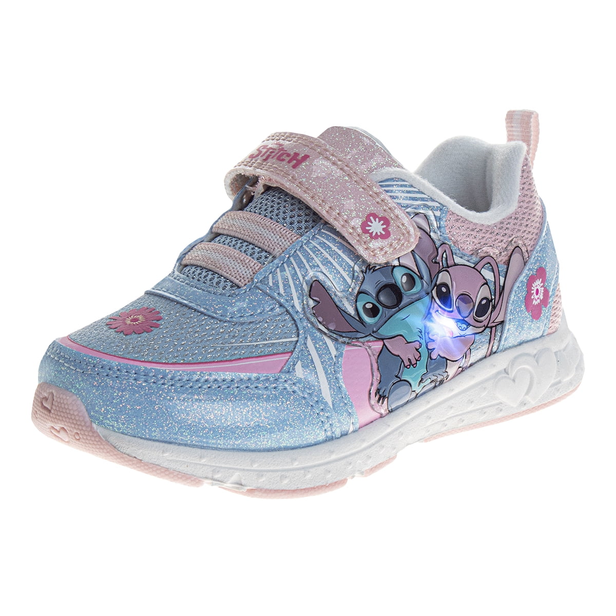 Disney Stitch and Angel Girls' Hook and Loop Pull Tab Light Up Fashion ...