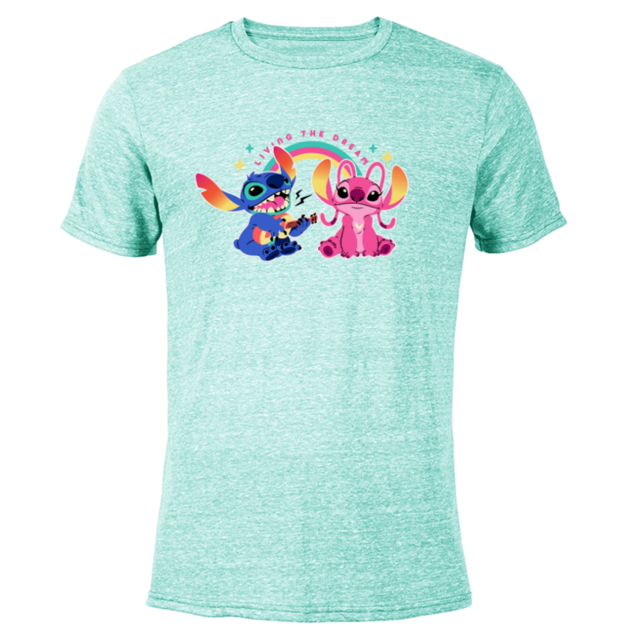 Disney Stitch and Angel Living the Dream - Short Sleeve Blended T-Shirt ...