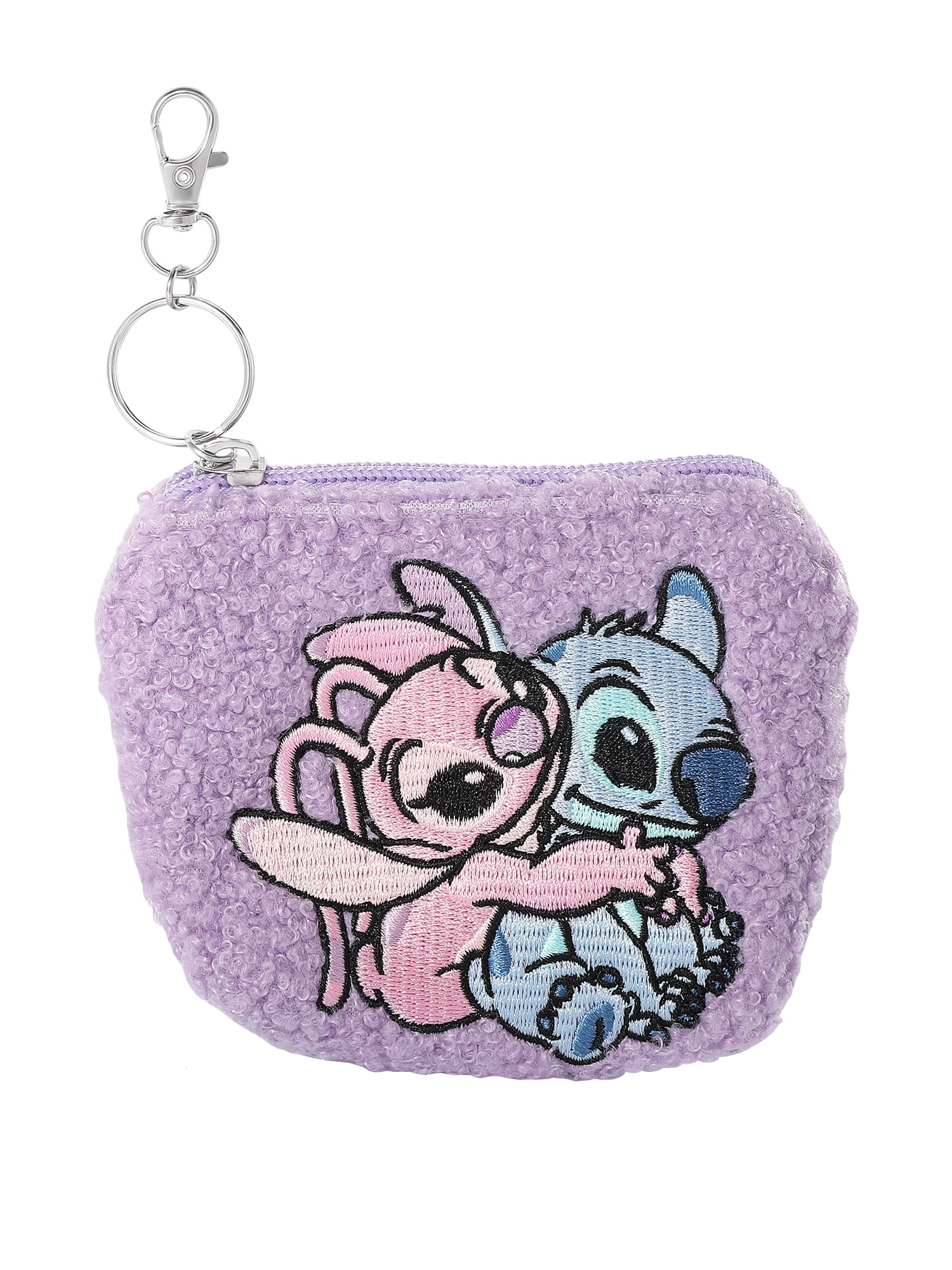 Disney Girl's Stitch and Angel Terry Cloth Zip-Up Keychain Charm Pouch ...