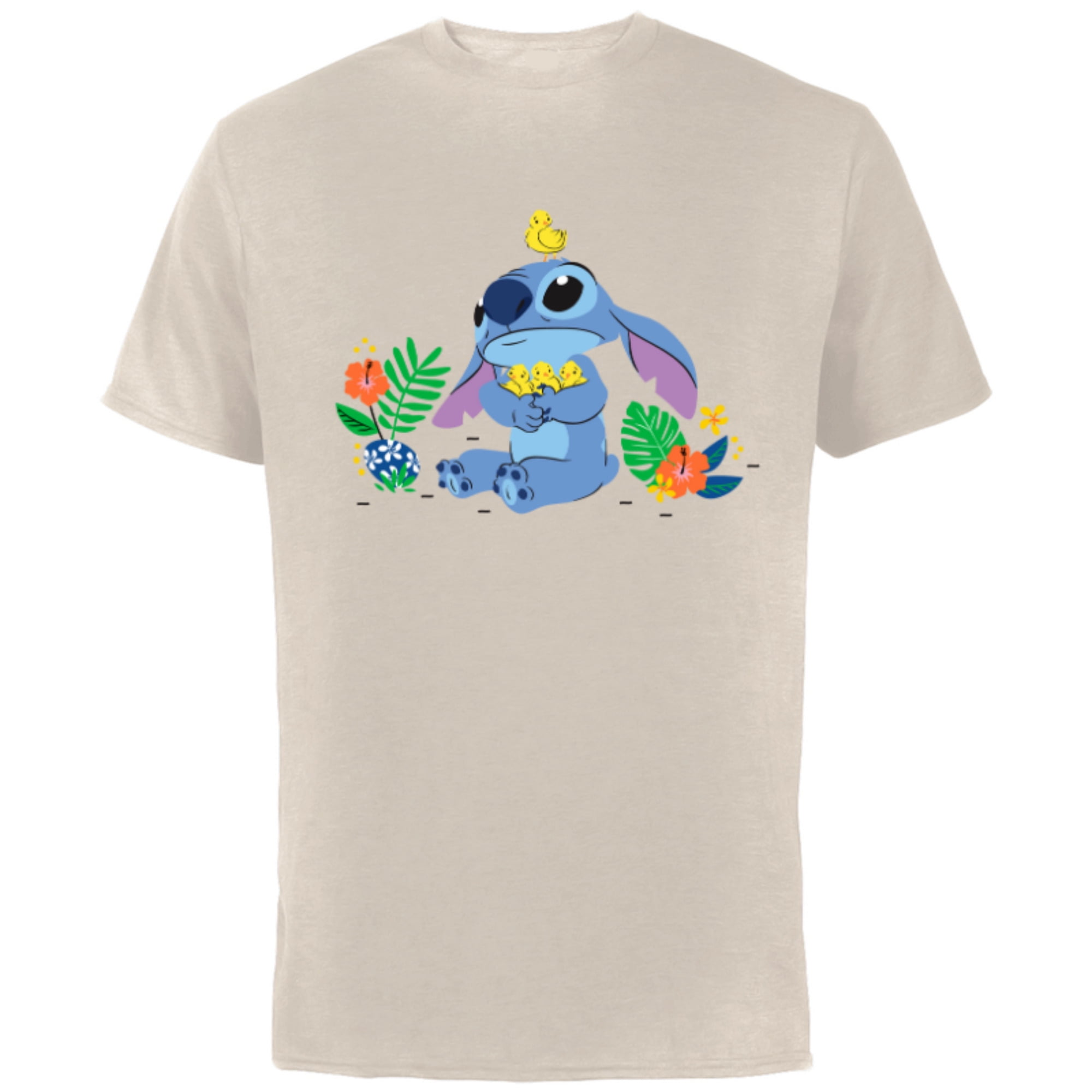 Disney Stitch and Baby Chicks Easter - Short Sleeve Cotton T-Shirt for Adults - Customized ...