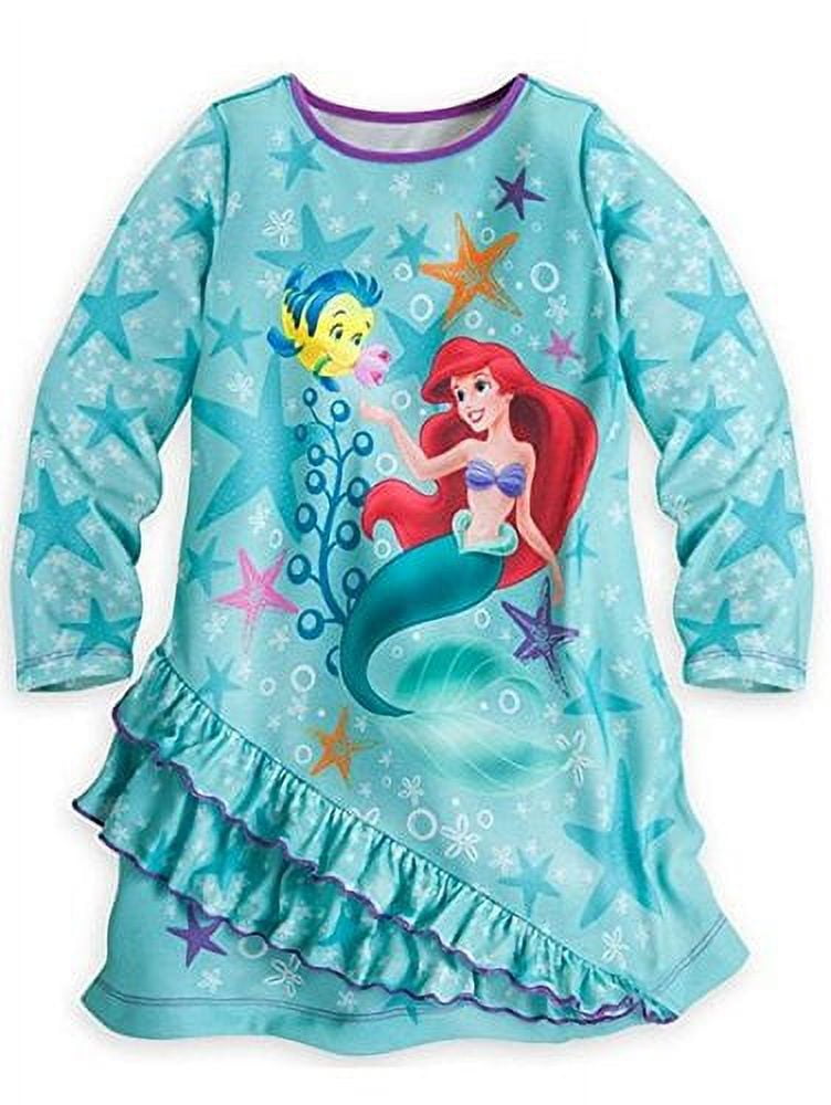 Disney Store Ariel The Little Mermaid Long Sleeve Nightgown, Size 3 ...