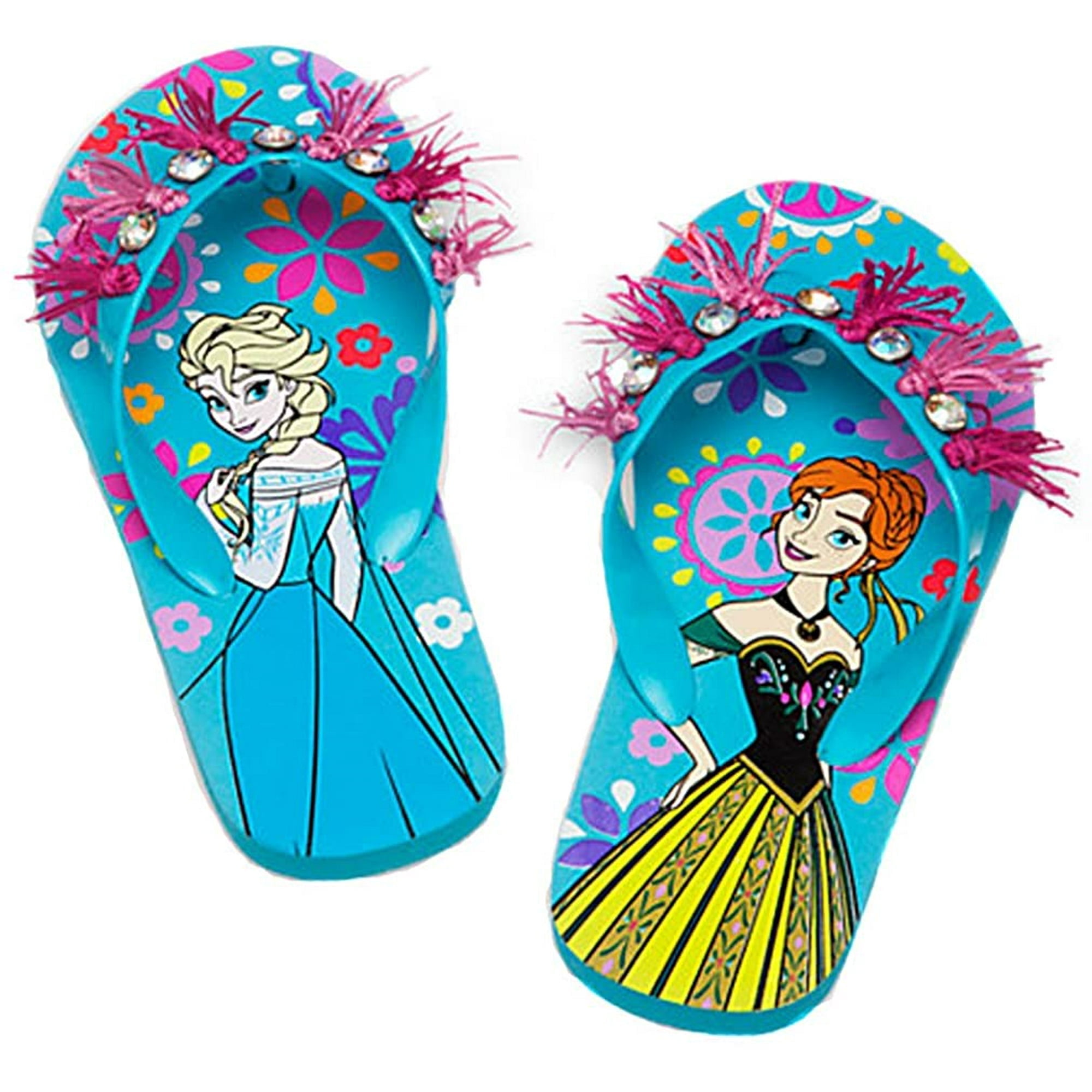 Disney Store Frozen Anna Elsa Flip Flops Sandals Shoes Girl Size 11/12 ...
